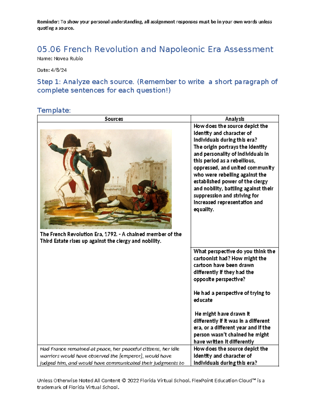 French revolution napoleonic era wh yourname - Reminder: To show your ...