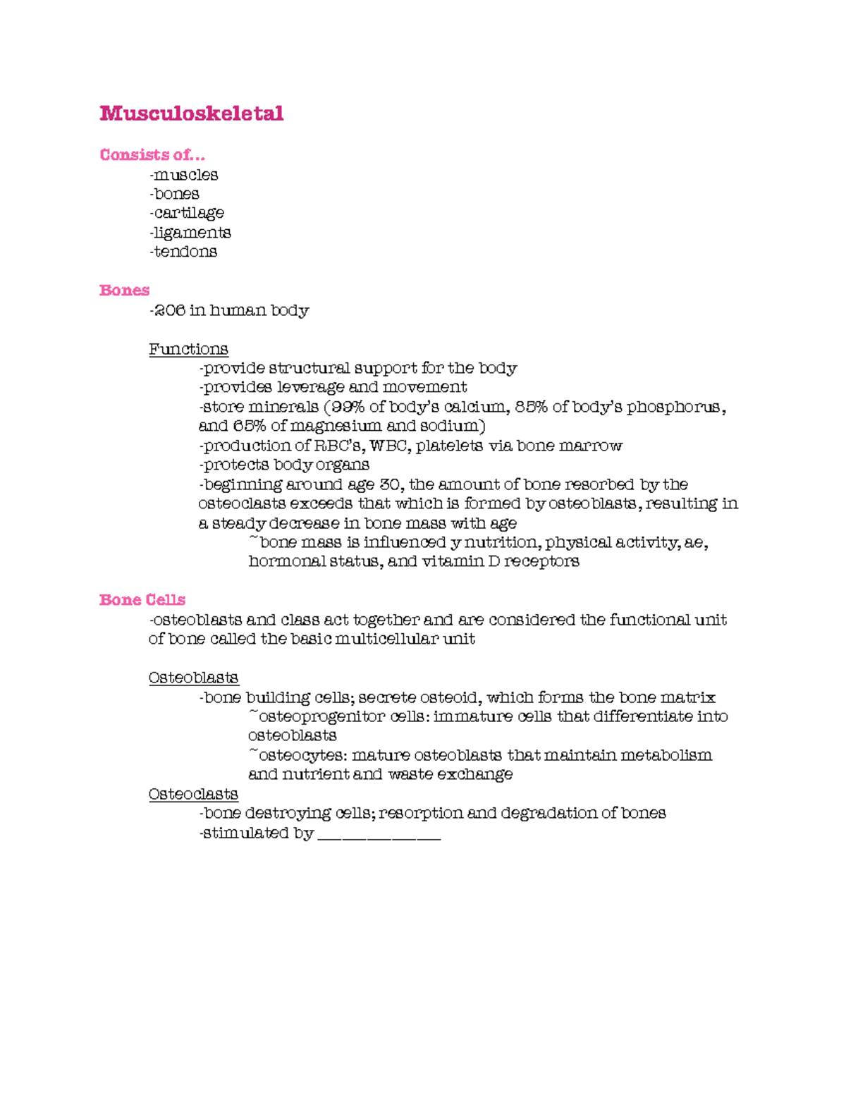 Musculoskeletal Pathophysiology - Musculoskeletal Consists of ...