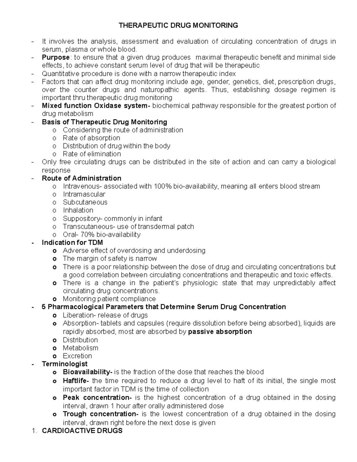 Therapeutic DRUG Monitoring - THERAPEUTIC DRUG MONITORING It involves ...