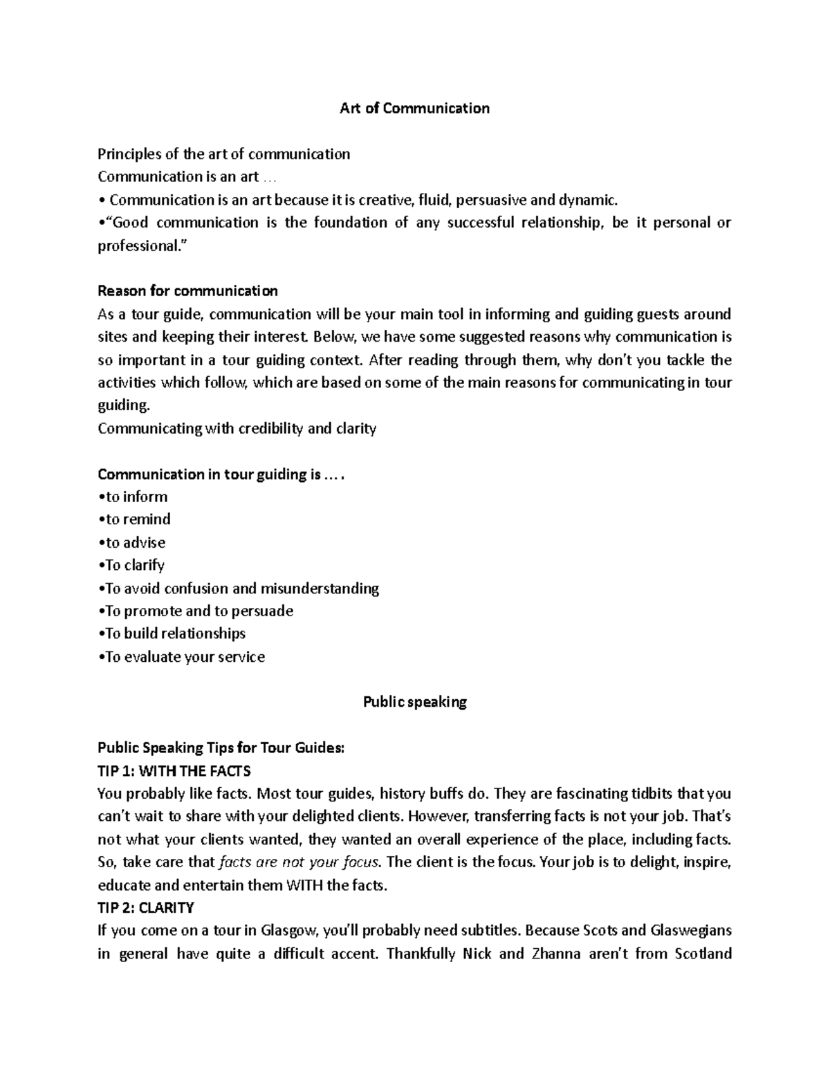 Art of Communication - Art of Communication Principles of the art of ...