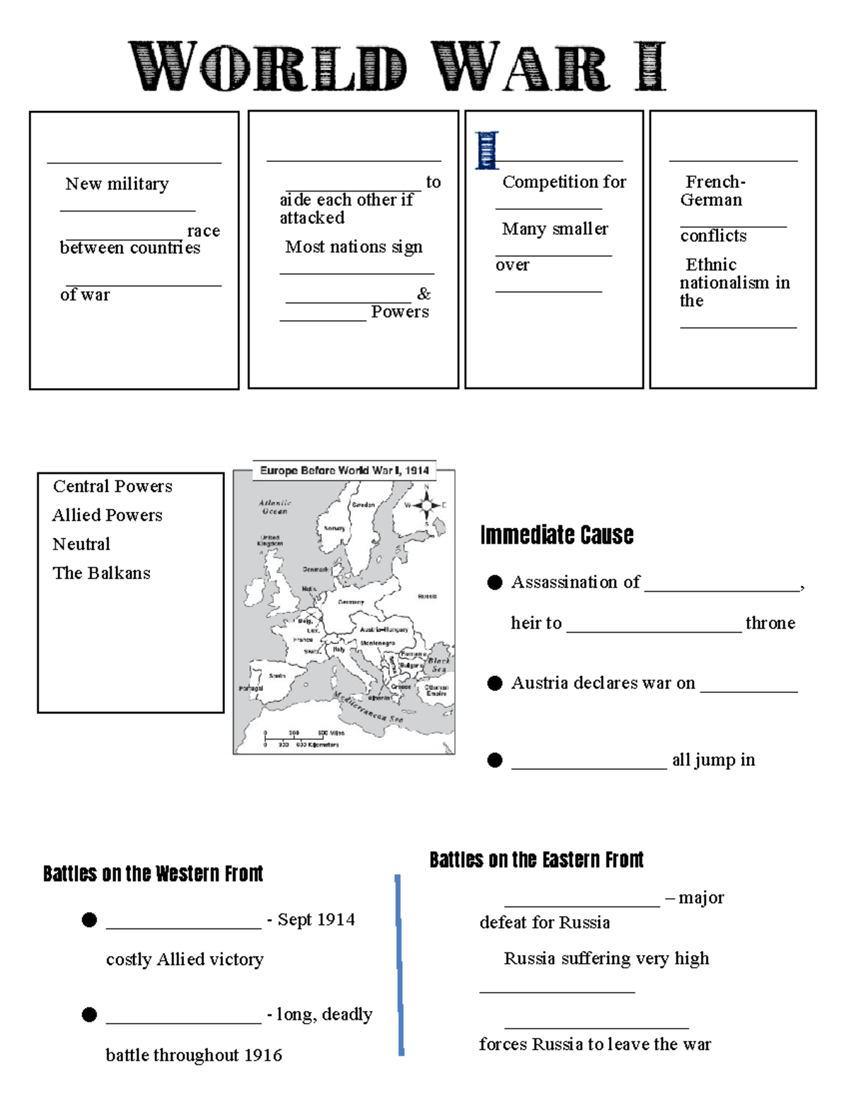 Copy of 26 - World War 1 Guided Notes - Immediate Cause Assassination ...