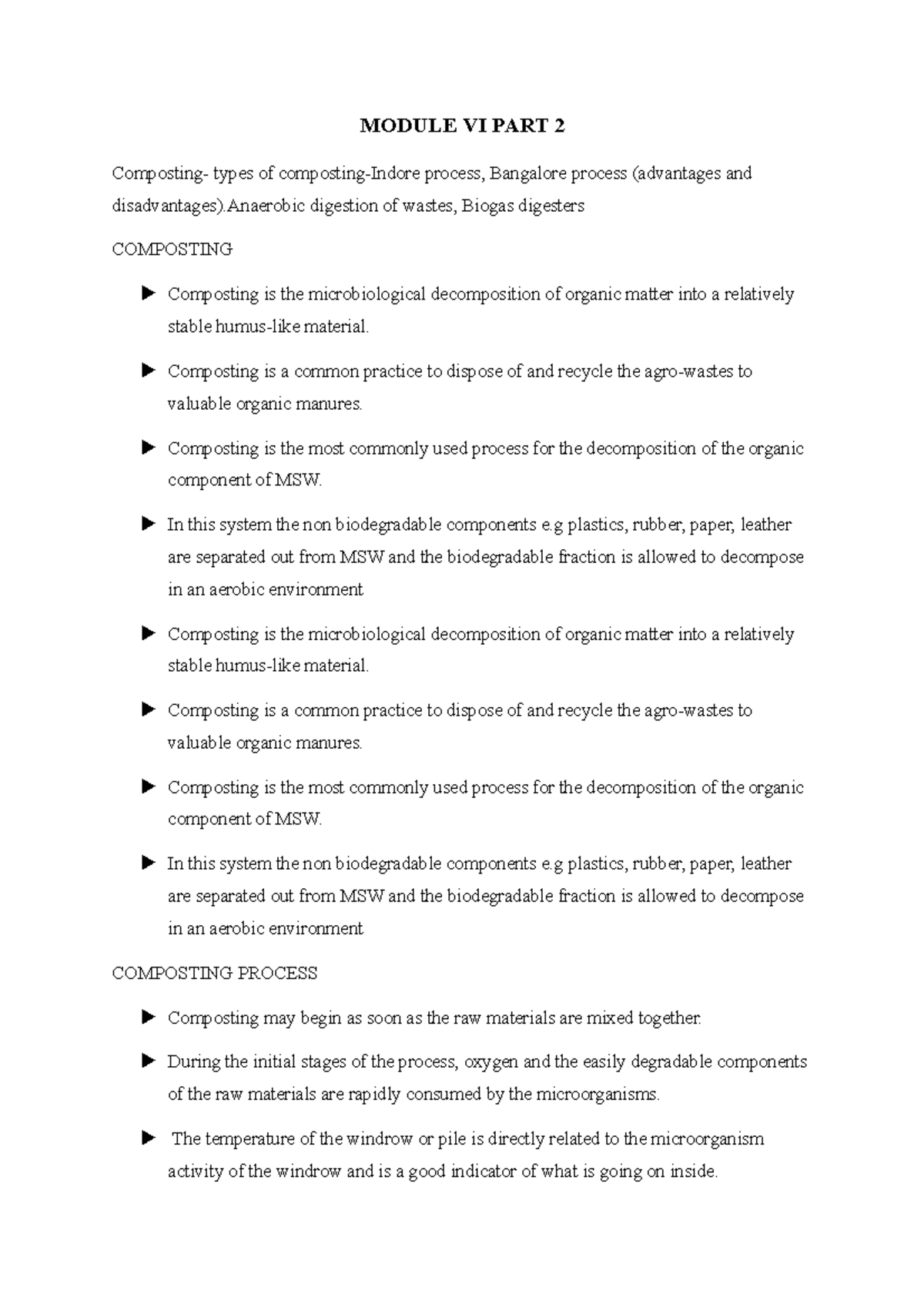 Module VI PART 2 - Indore process, Bangalore process (advantages and ...