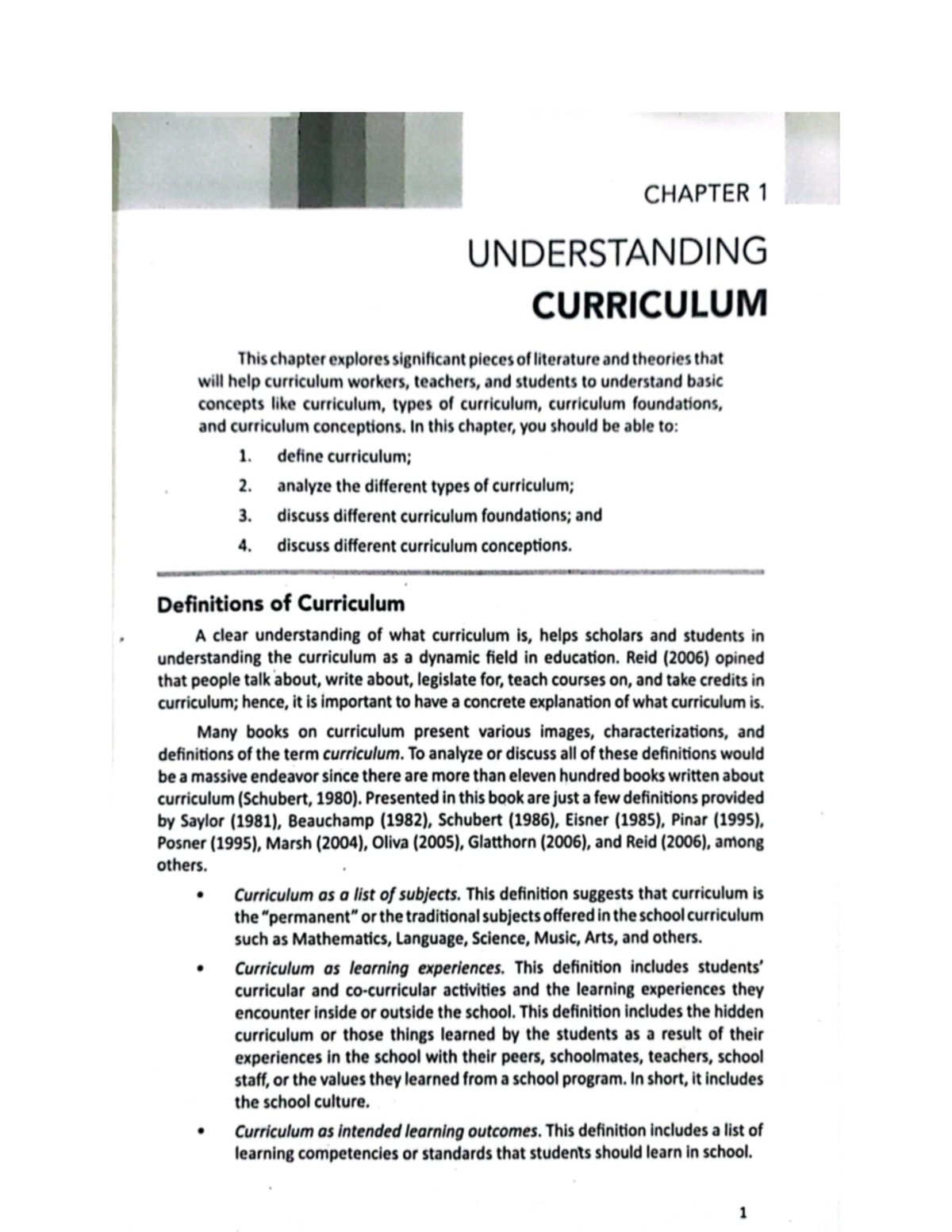 Understanding Curriculum - CHAPTER 1 UNDERSTANDING CURRICULUM This chapter explores significant ...