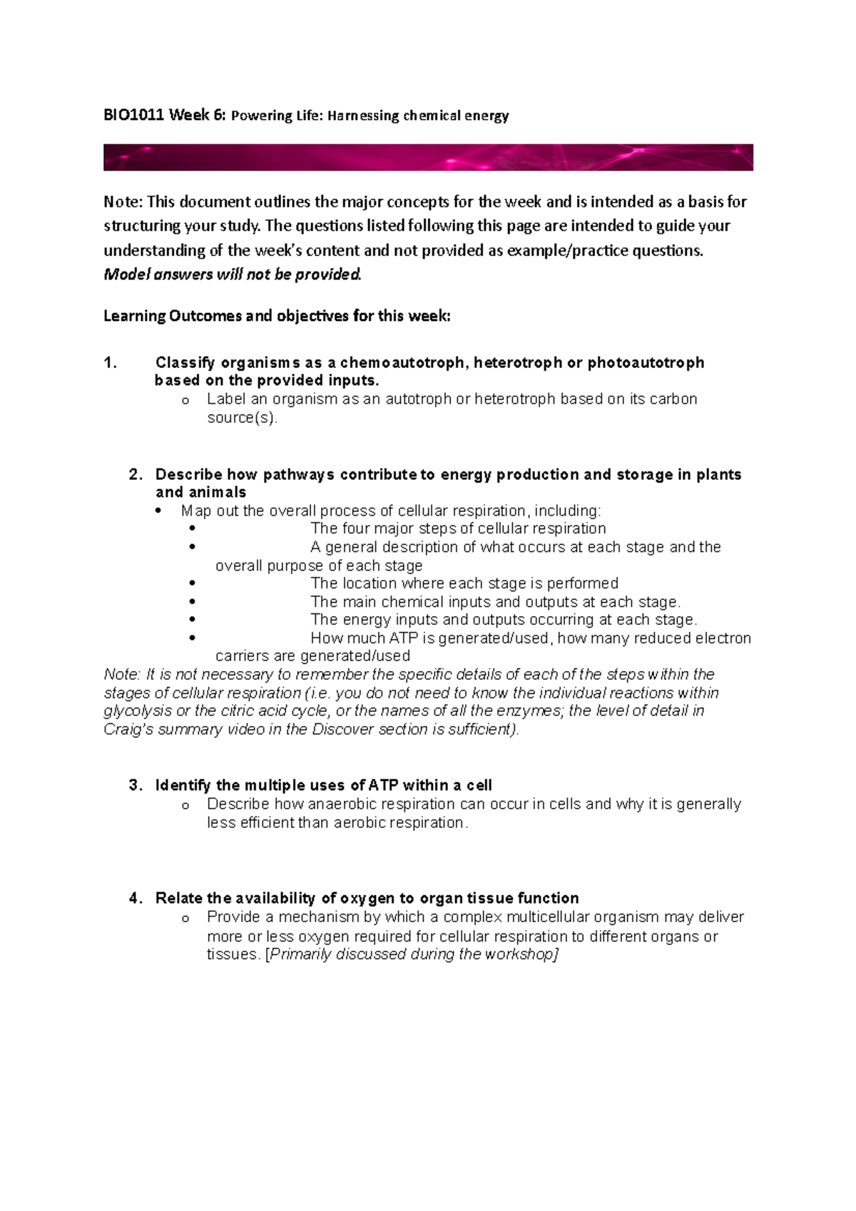 Week 6 Study Guide - Learning objectives of week 6 up to date from ...