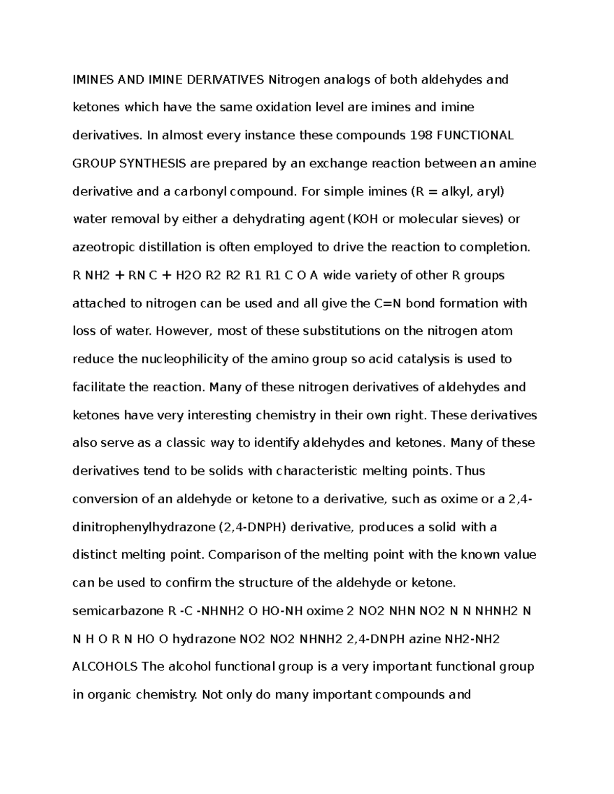 Organic Chemistry 9 - IMINES AND IMINE DERIVATIVES Nitrogen analogs of ...