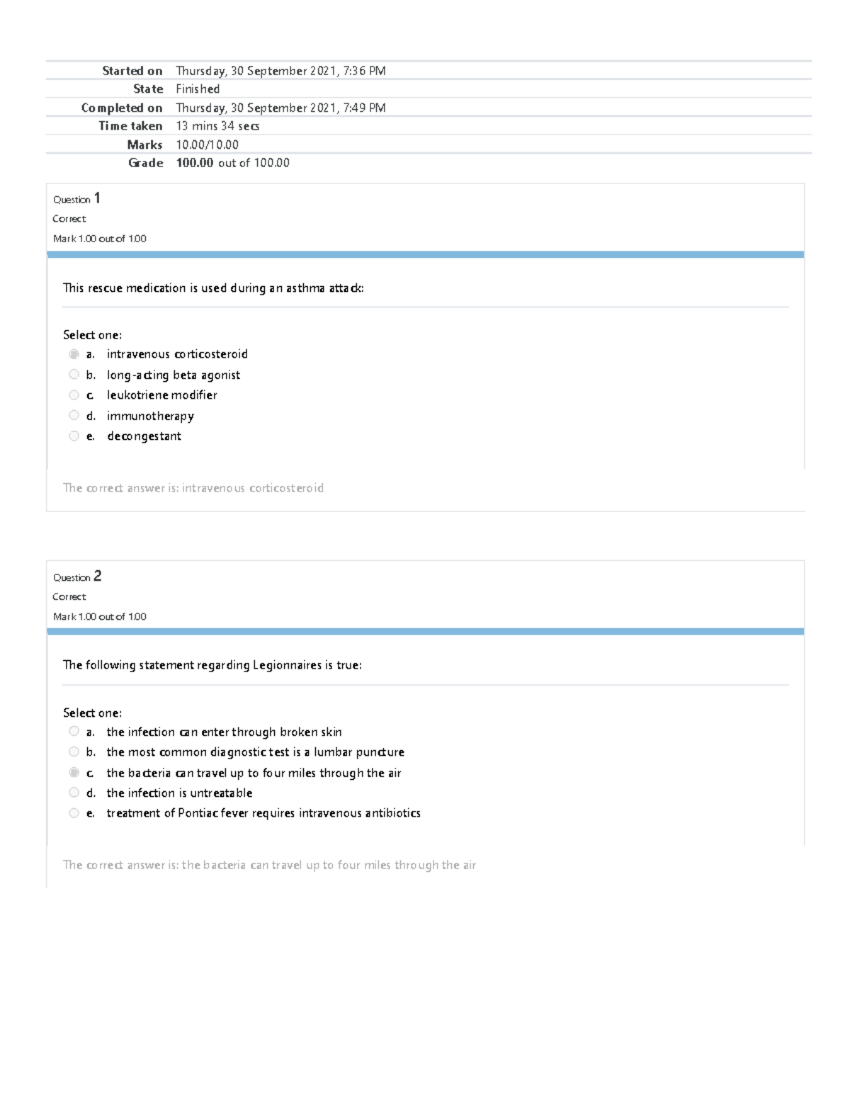 HS 3210 Self-Quiz Unit 5 IIII - Started on Thursday, 30 September 2021 ...