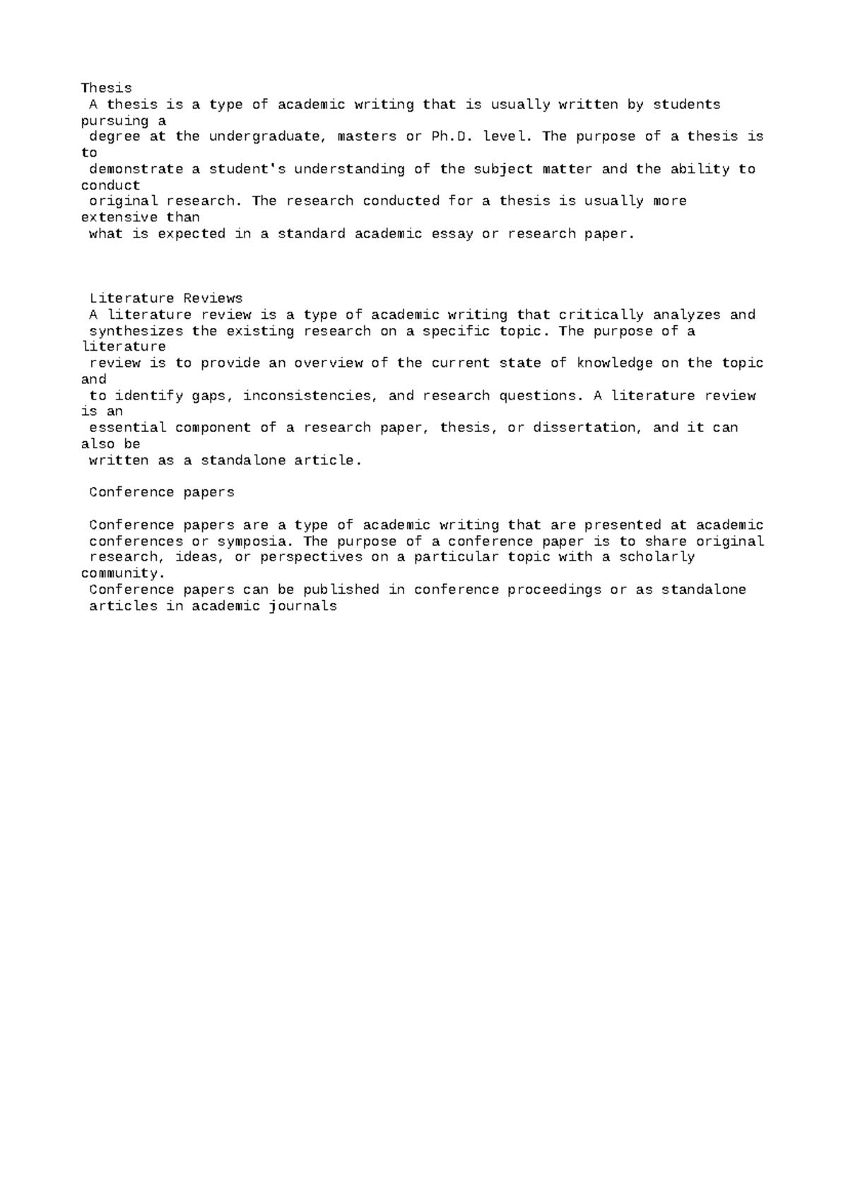 Thesis - academic writing - Thesis A thesis is a type of academic ...