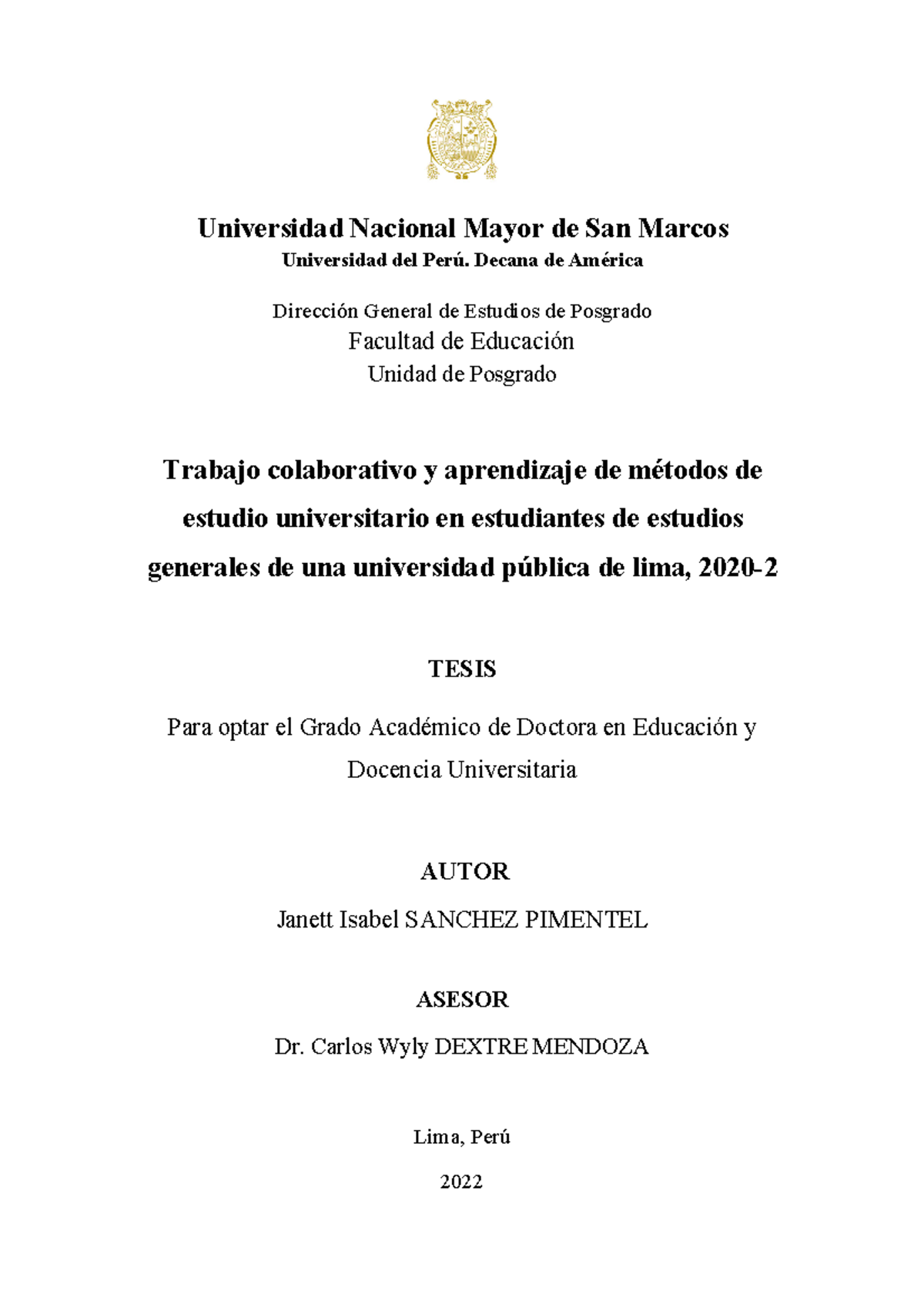 Sanchez pj - dasdasdasd - Universidad Nacional Mayor de San Marcos ...