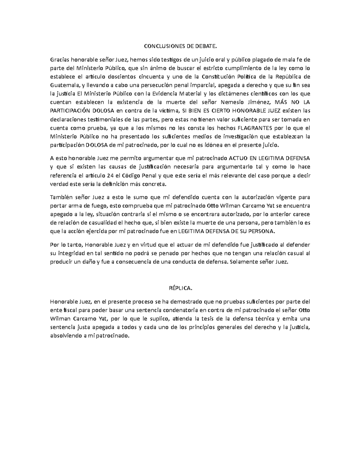 Conclusiones DE Debate - CONCLUSIONES DE DEBATE. Gracias honorable ...