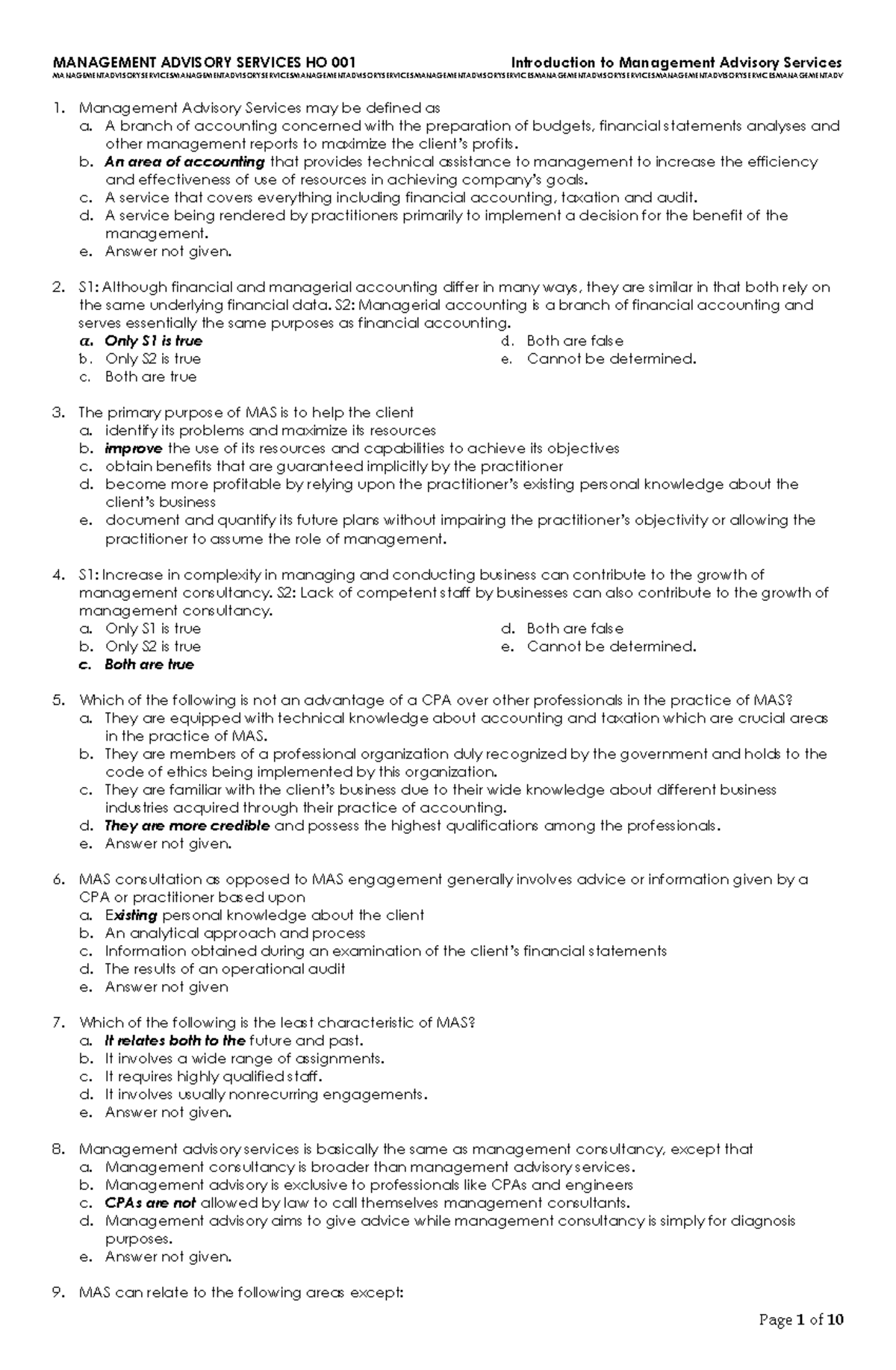 246719600 Introduction to MAS - MANAGEMENT ADVISORY SERVICES HO 001 ...