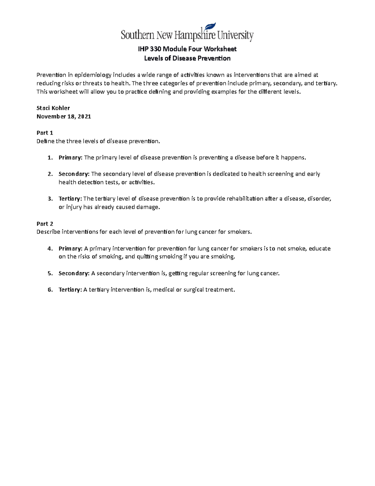 IHP 330 Module Four Worksheet Epidemiology - IHP 330 Module Four ...