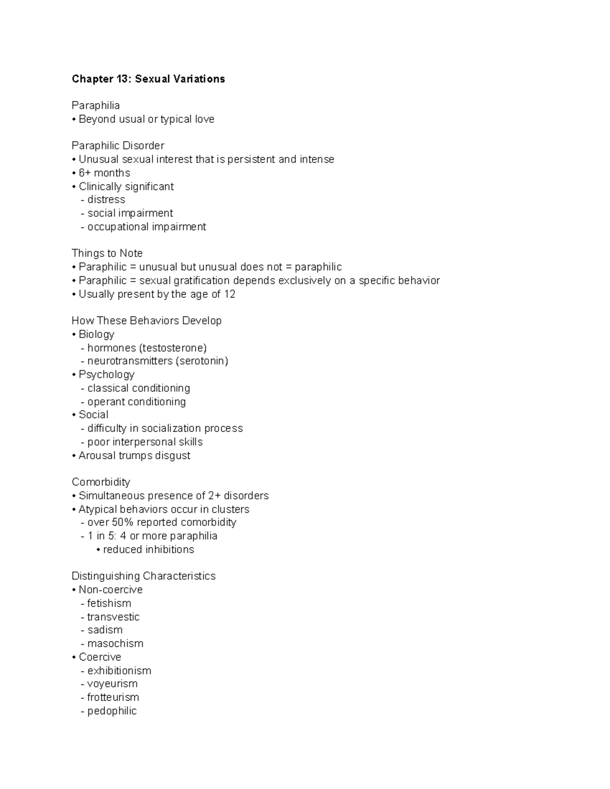 Chapter 13 Sexual Variations Chapter 13 Sexual Variations Paraphilia Beyond Usual Or Typical