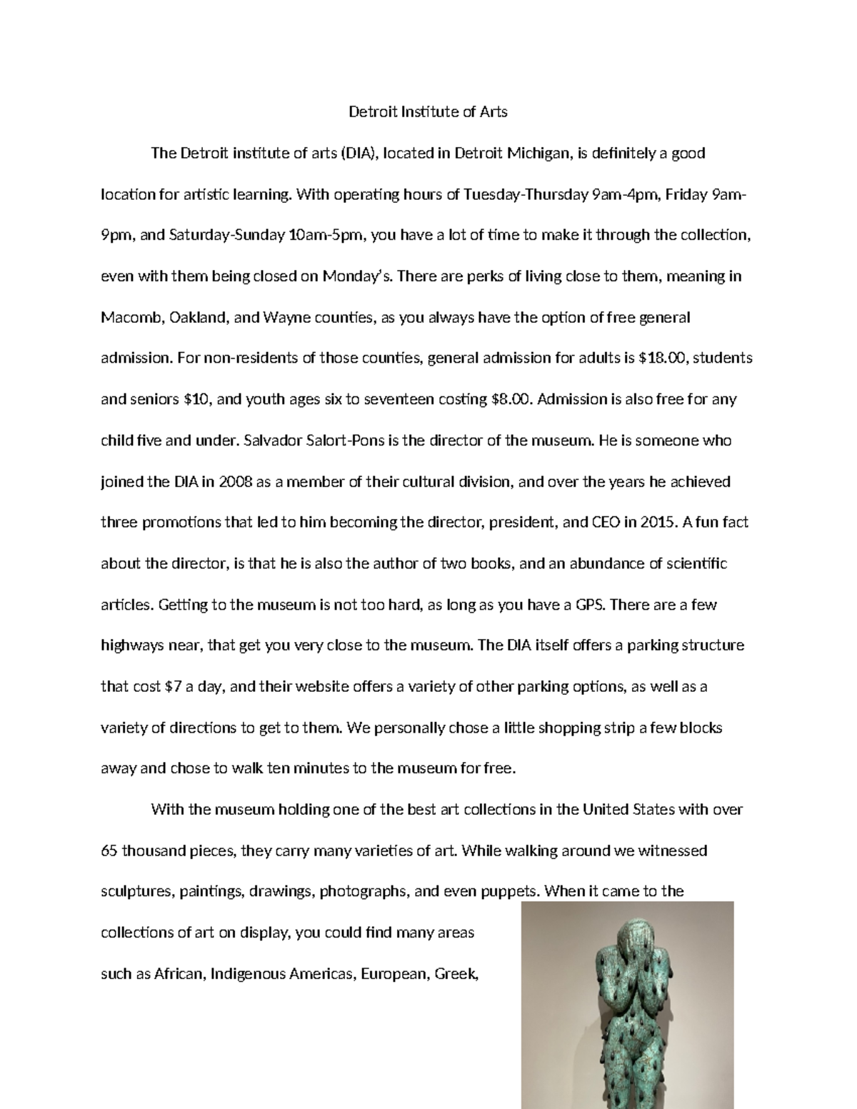 Museum Paper - Detroit Institute of Arts The Detroit institute of arts ...