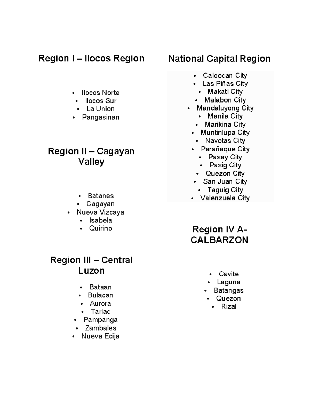 Rehiyon - none - Region I – Ilocos Region Ilocos Norte Ilocos Sur La ...
