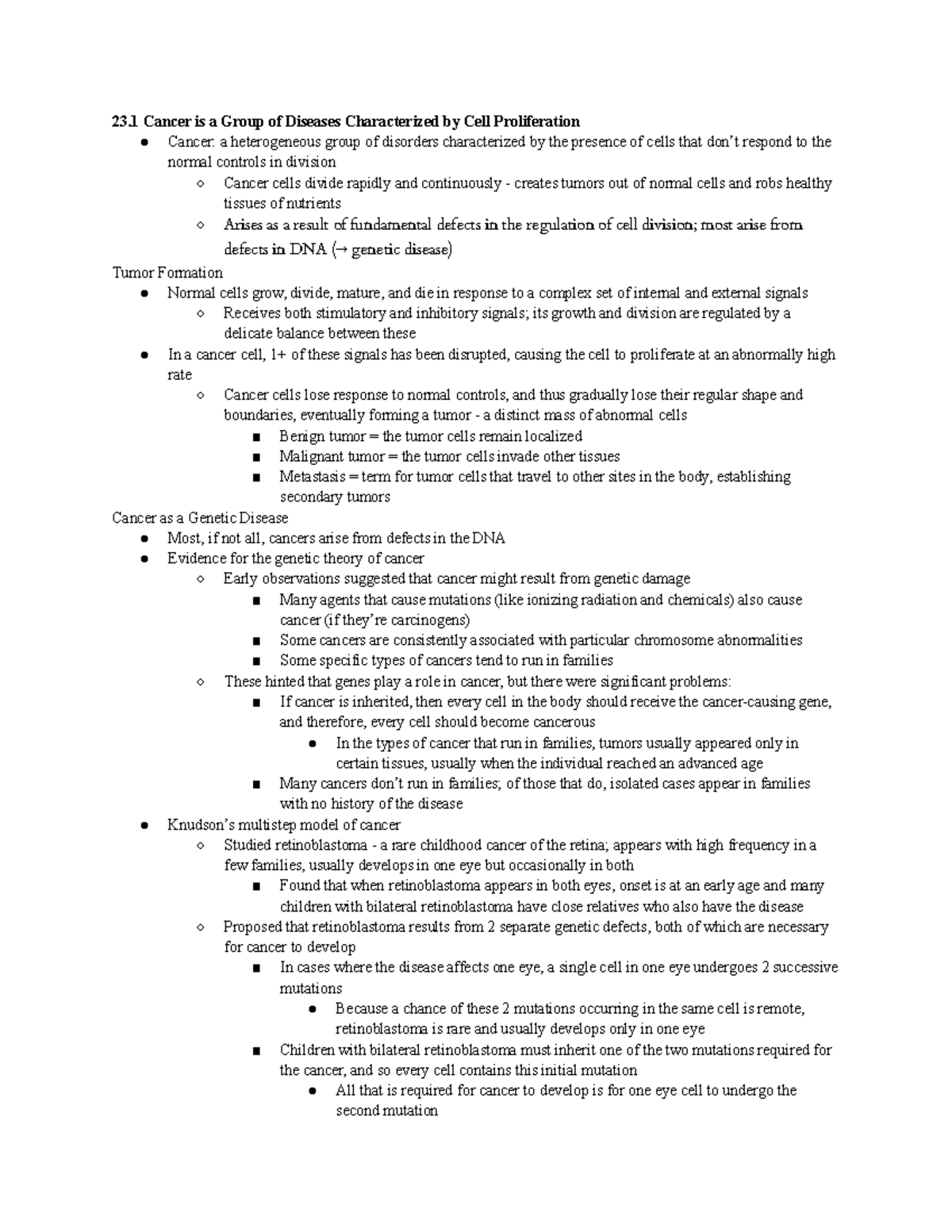 BIO 142 Week 14 Readings - 23 Cancer is a Group of Diseases ...