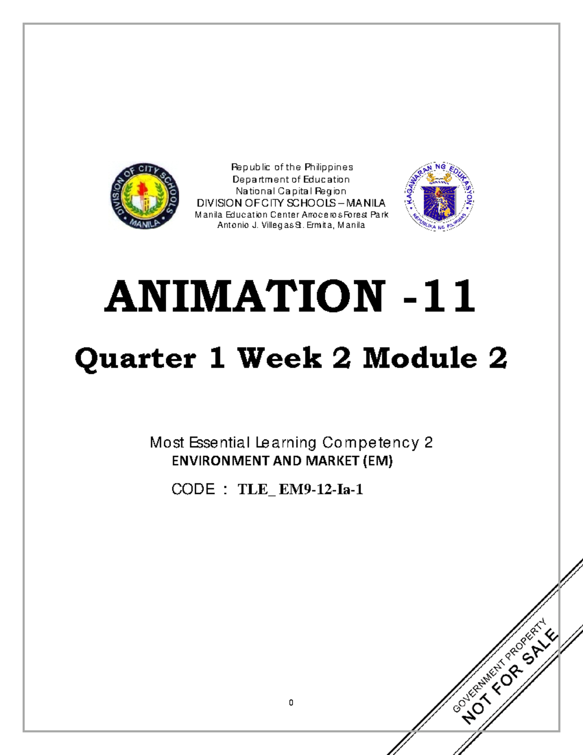ICT- Animation-11 Q1 W2 Mod2 - Re p ub lic o f the Philip p ine s De p a rtm e nt o f Ed uc a ...