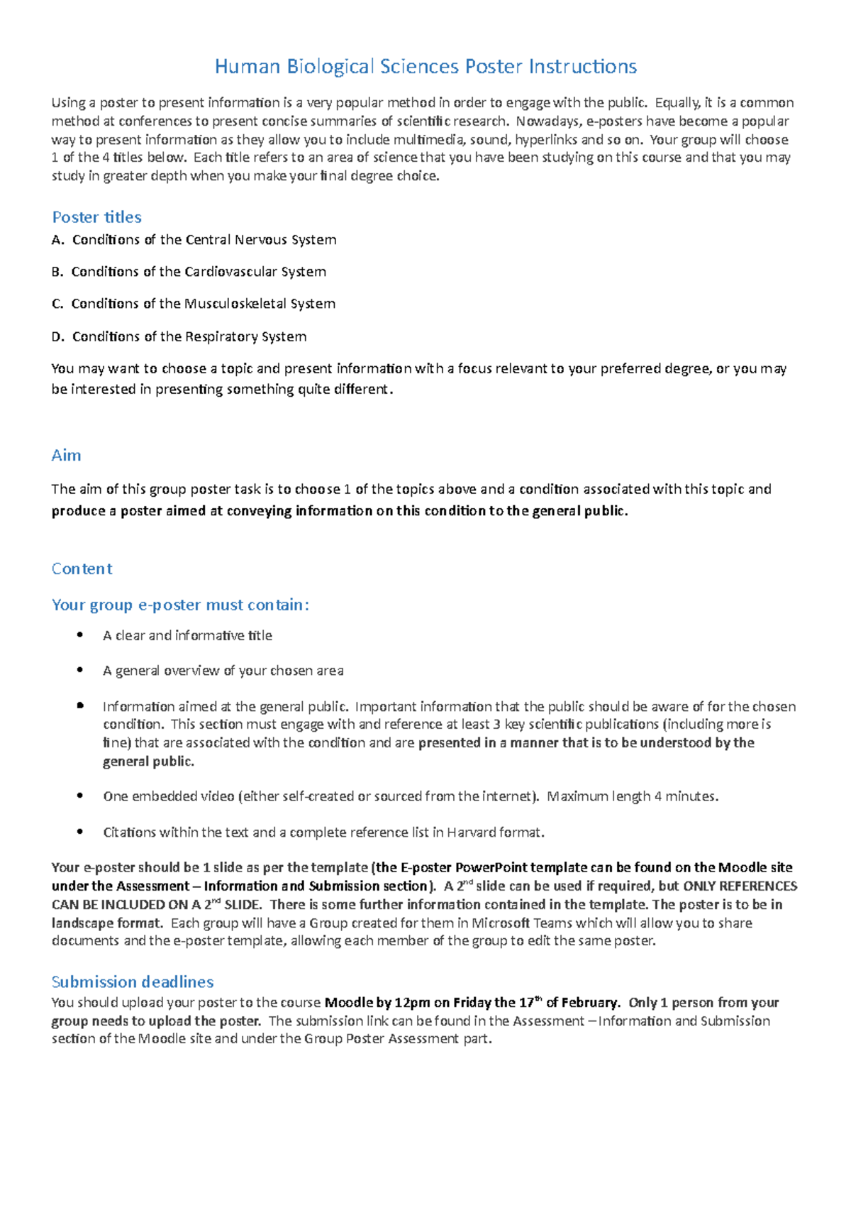 Human Biological Sciences group poster information 2023 - Human ...