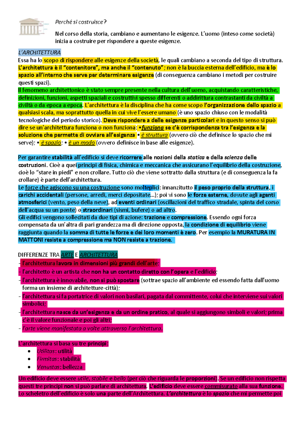 Appunti - Perché si costruisce? Nel corso della storia, cambiano e ...
