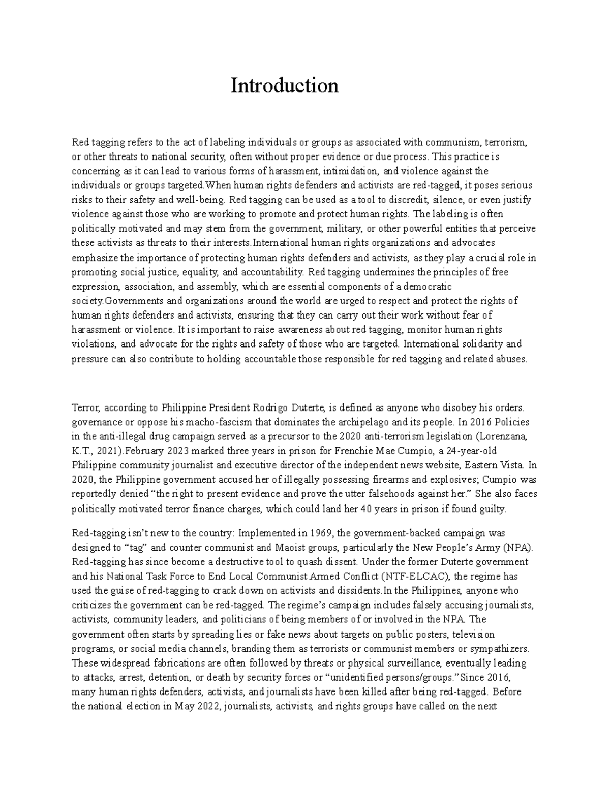 CDI Intro - hello - Introduction Red tagging refers to the act of ...