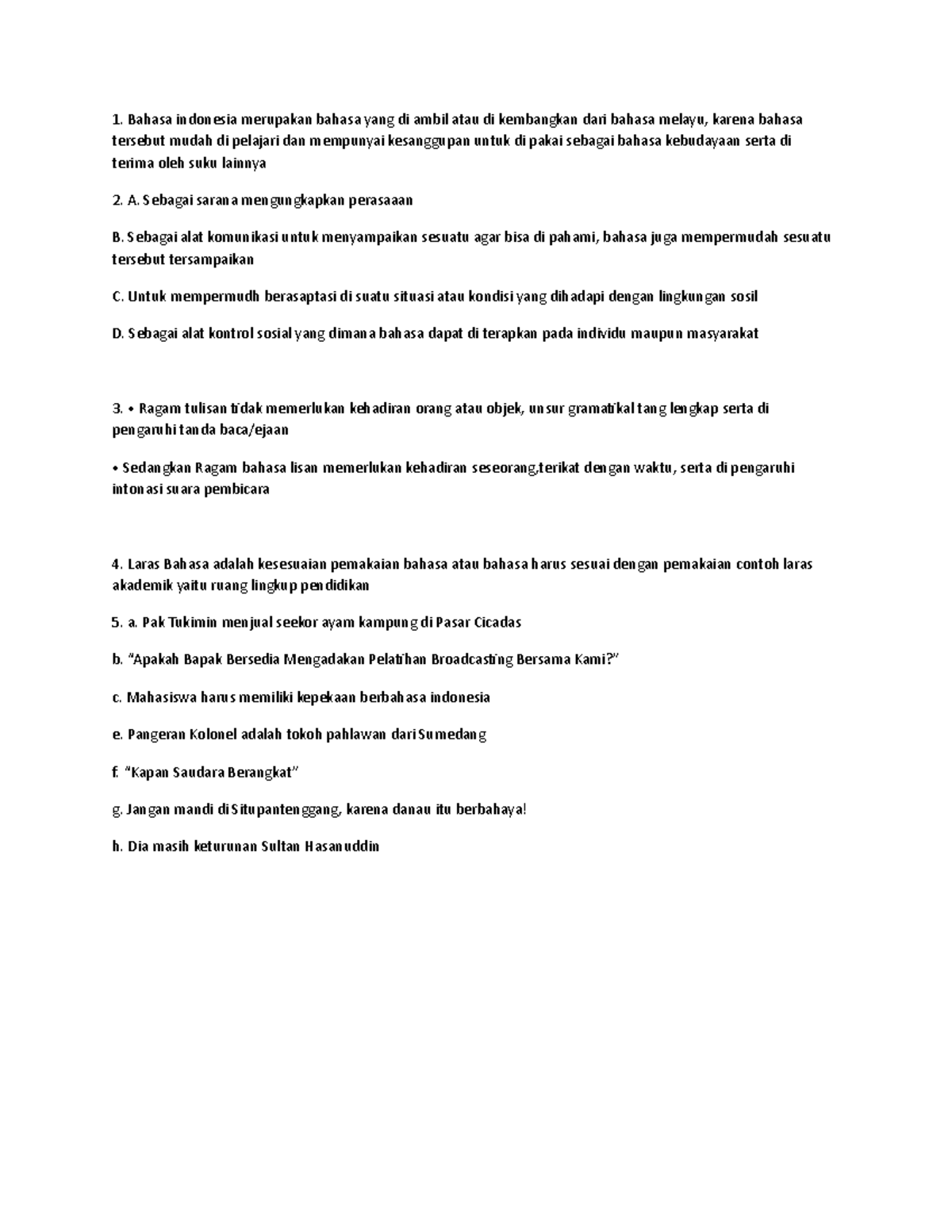10 - TASK - Bahasa indonesia merupakan bahasa yang di ambil atau di ...