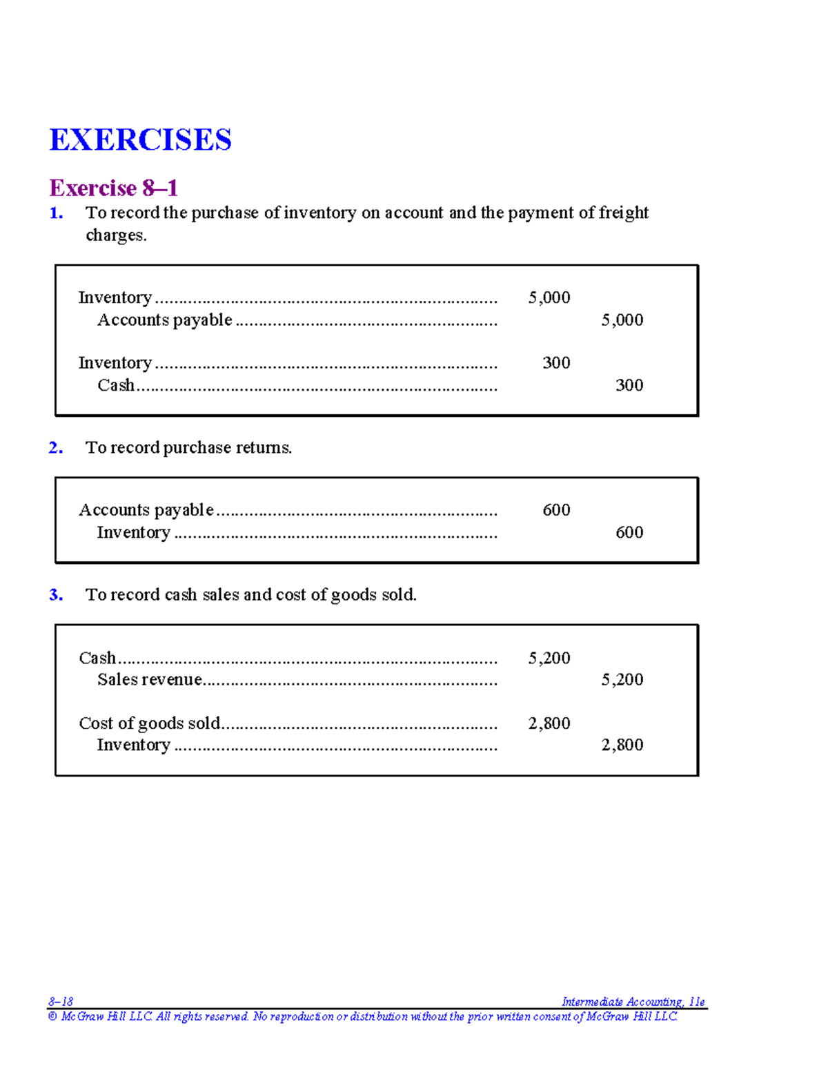 Chapter 8 (Student) - 8–18 Intermediate Accounting, 11e Exercise 8– 1 ...