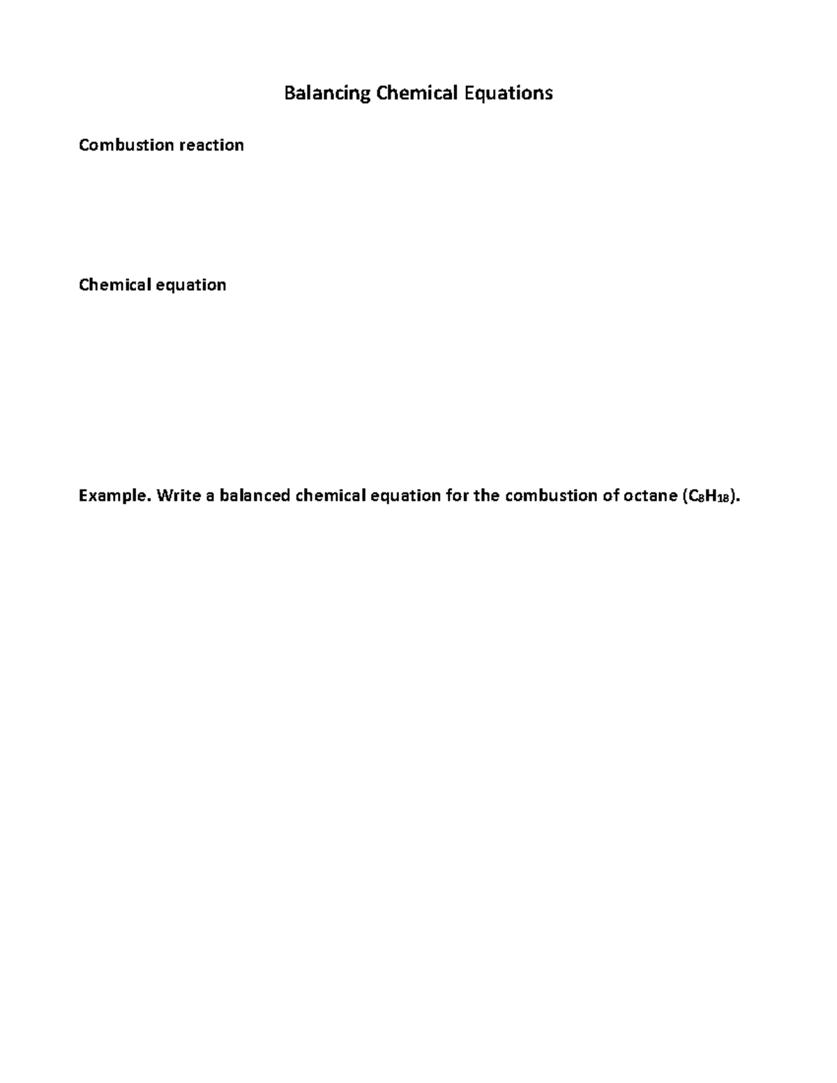 Balancing Chemical Equations Practice - Balancing Chemical Equations ...