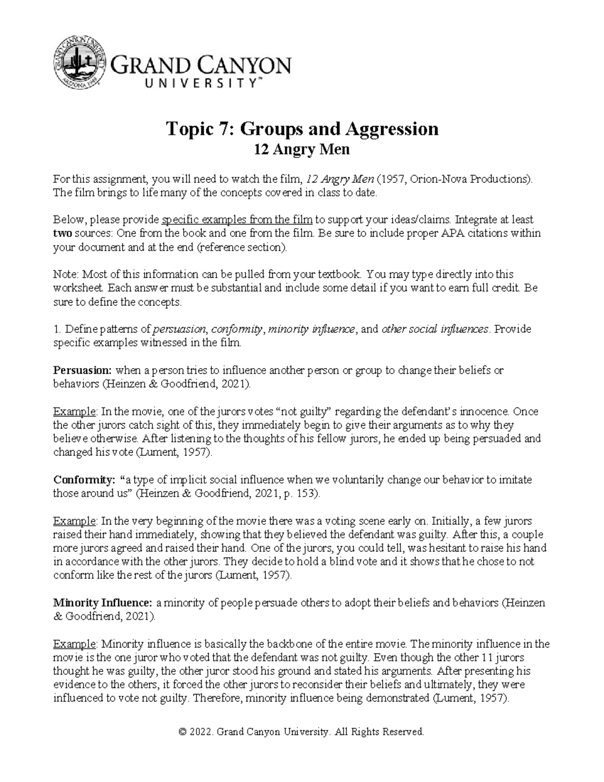 12 angry men - Topic 7: Groups and Aggression 12 Angry Men For this ...