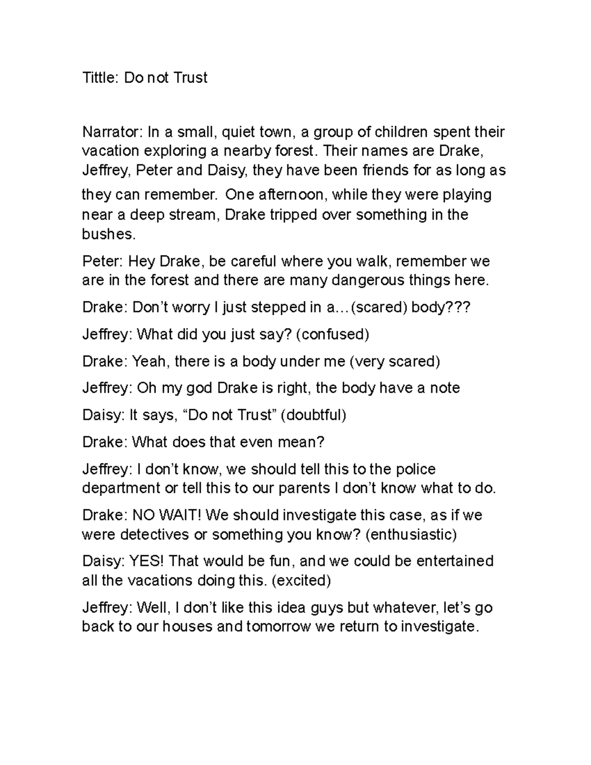 Evidence 2 great universal writters - Tittle: Do not Trust Narrator: In ...