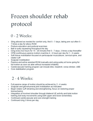 Frozen shoulder - eee - M MISCELLANEOUS BESS/BOA Patient Care Pathways ...