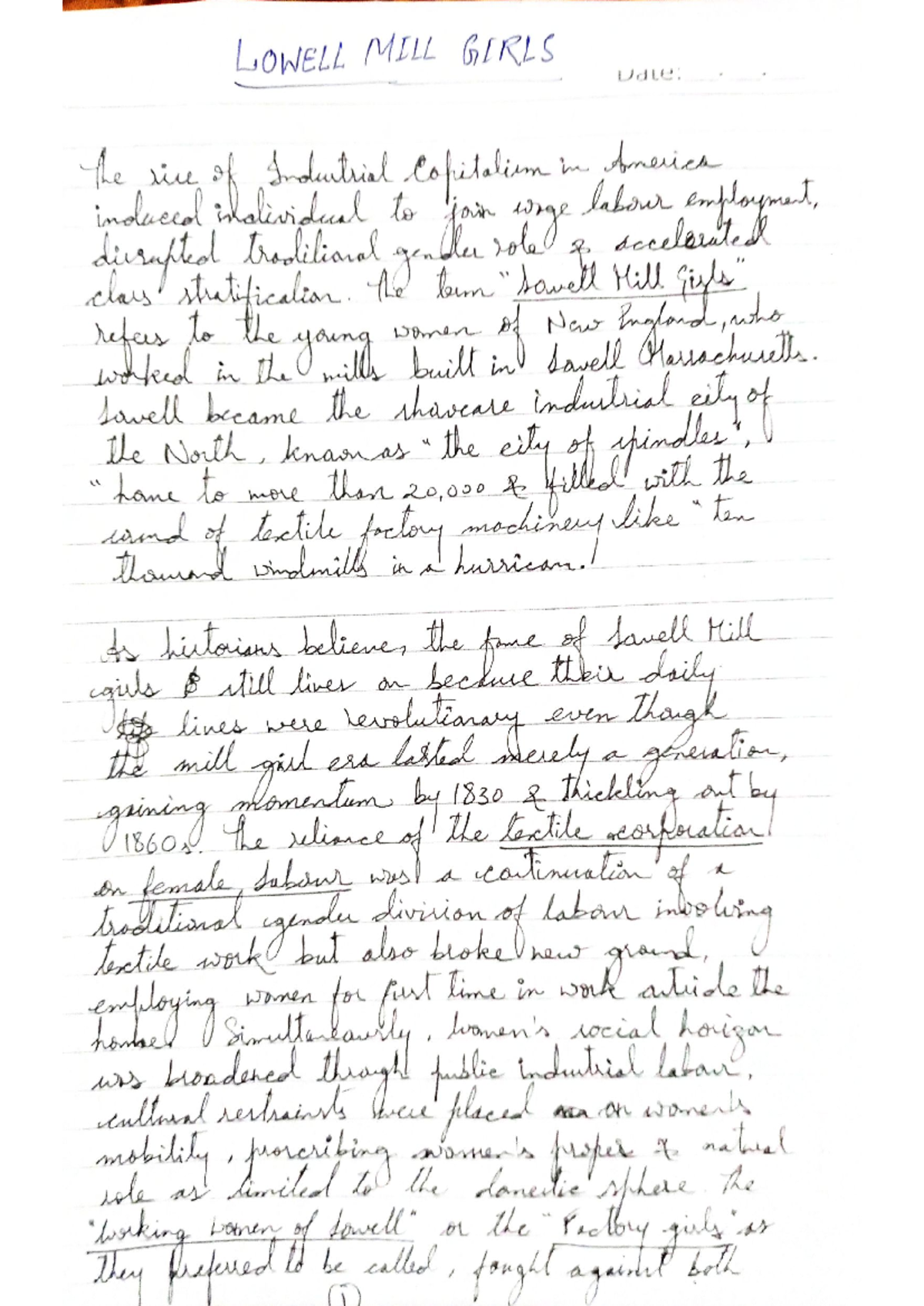 Lowell Mill Girls - Hispanic Studies - Studocu