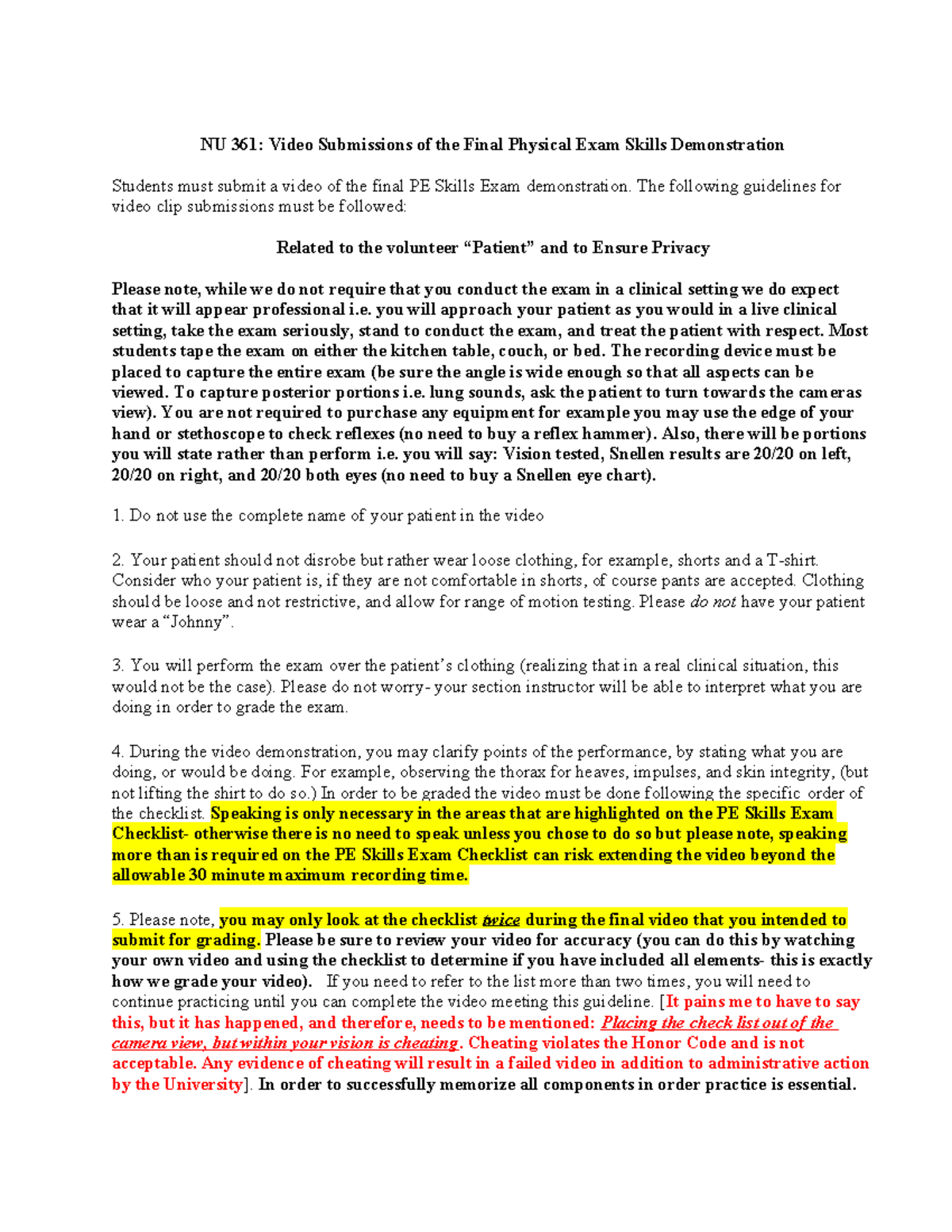 Physical Exam Skills Video Assignment and Video Uploading Guidelines ...