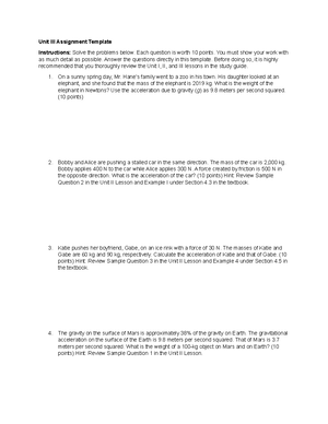 Unit I Assignment 003 - Unit I Assignment: Conceptual Experiment Worksheet A college student ...