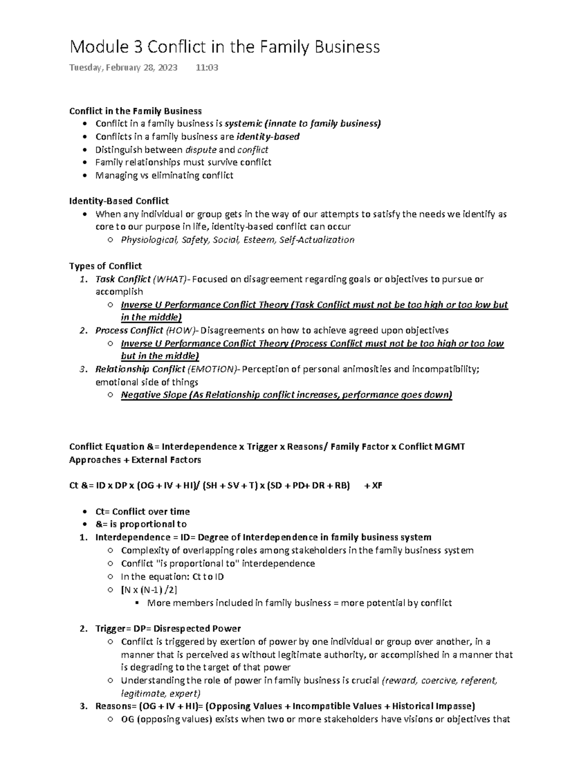 Module 3 Conflict in the Family Business - Conflict in the Family ...