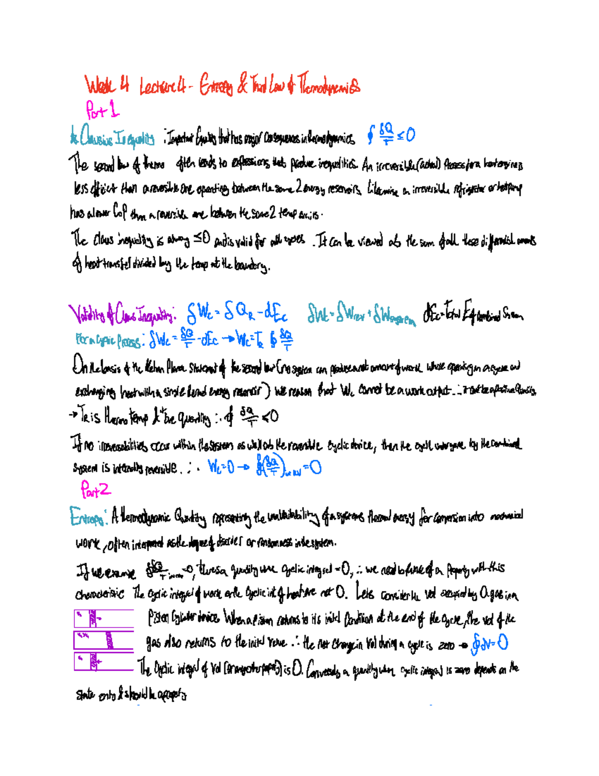 207MAE Notes Week 4 Entropy & Third Law of Thermodynamics - Week 4 ...