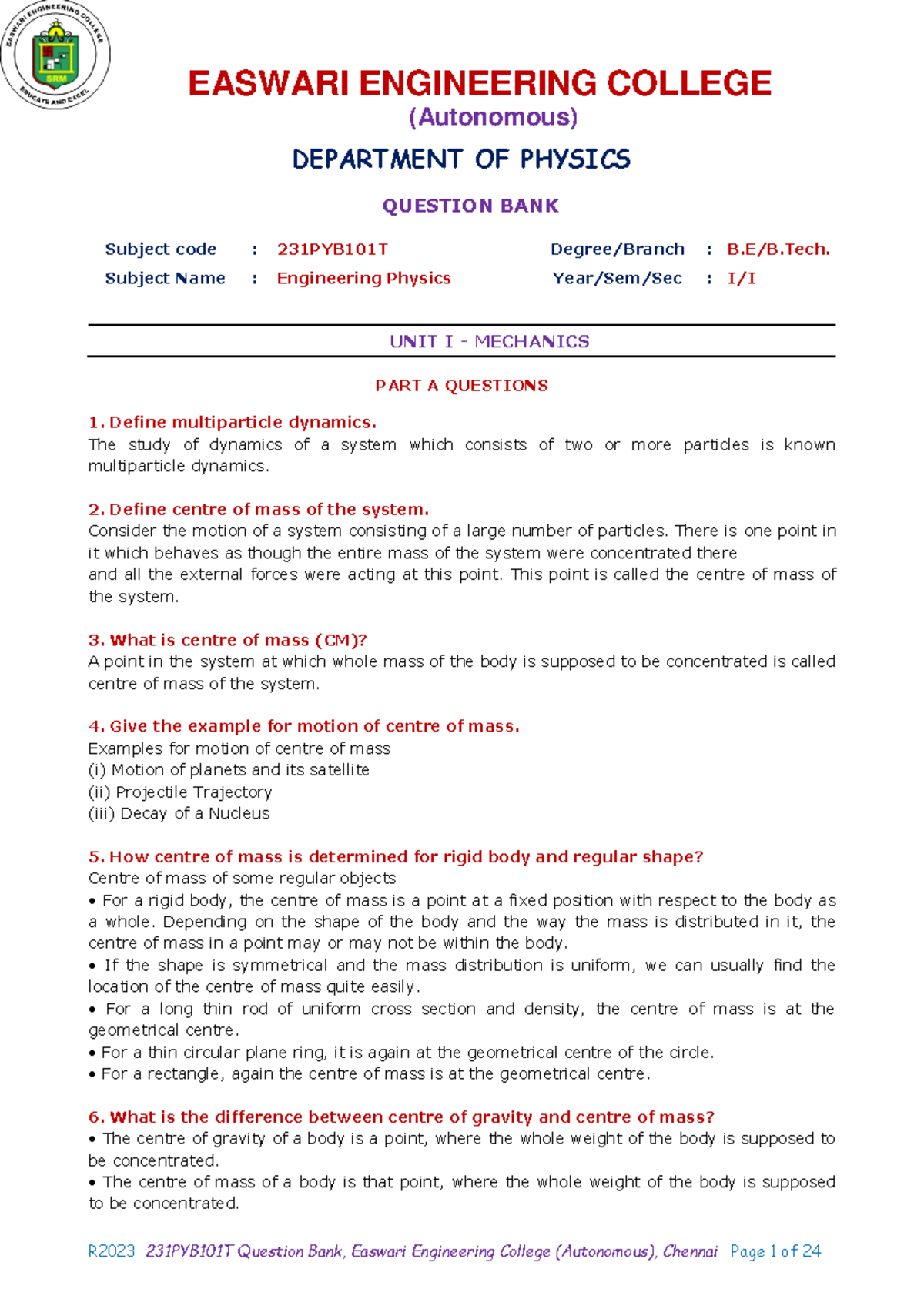 231PYB101T-Engineering-Physics - EASWARI ENGINEERING COLLEGE ...