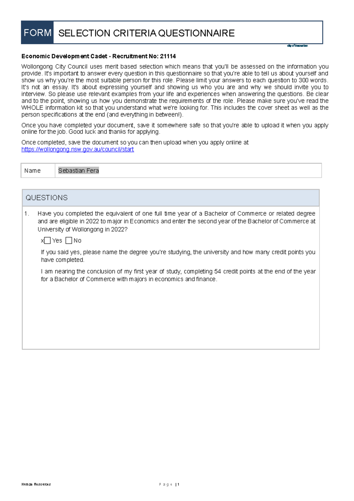 Questionnaire-Economic-Development-Cadet-Recruitment-21114 - FORM ...