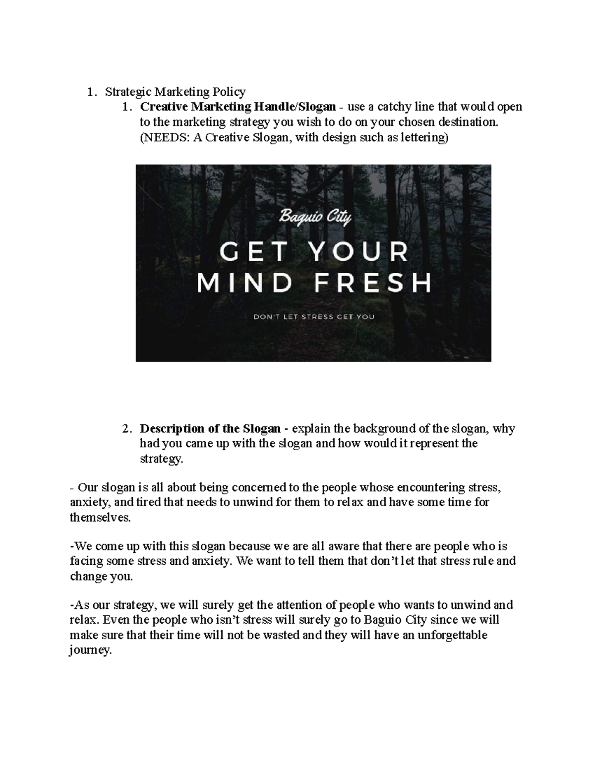 Slogan - this is for hospitality management program - Strategic ...