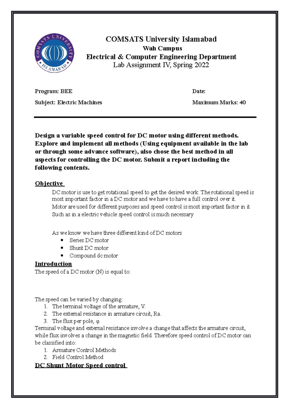 Assignment 4 Open Ended Lab Comsats University Islamabad Wah Campus Electrical And Computer