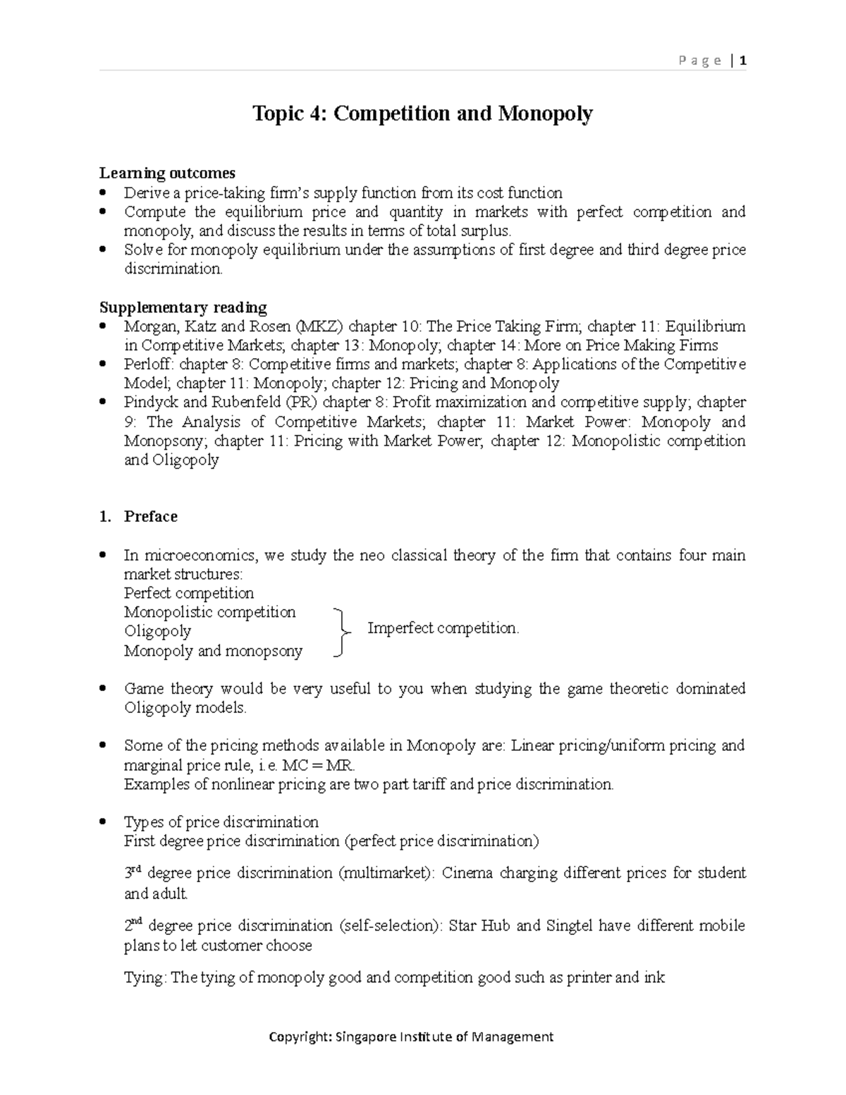 Topic 4 Competition & Monopoly - Topic 4: Competition and Monopoly ...