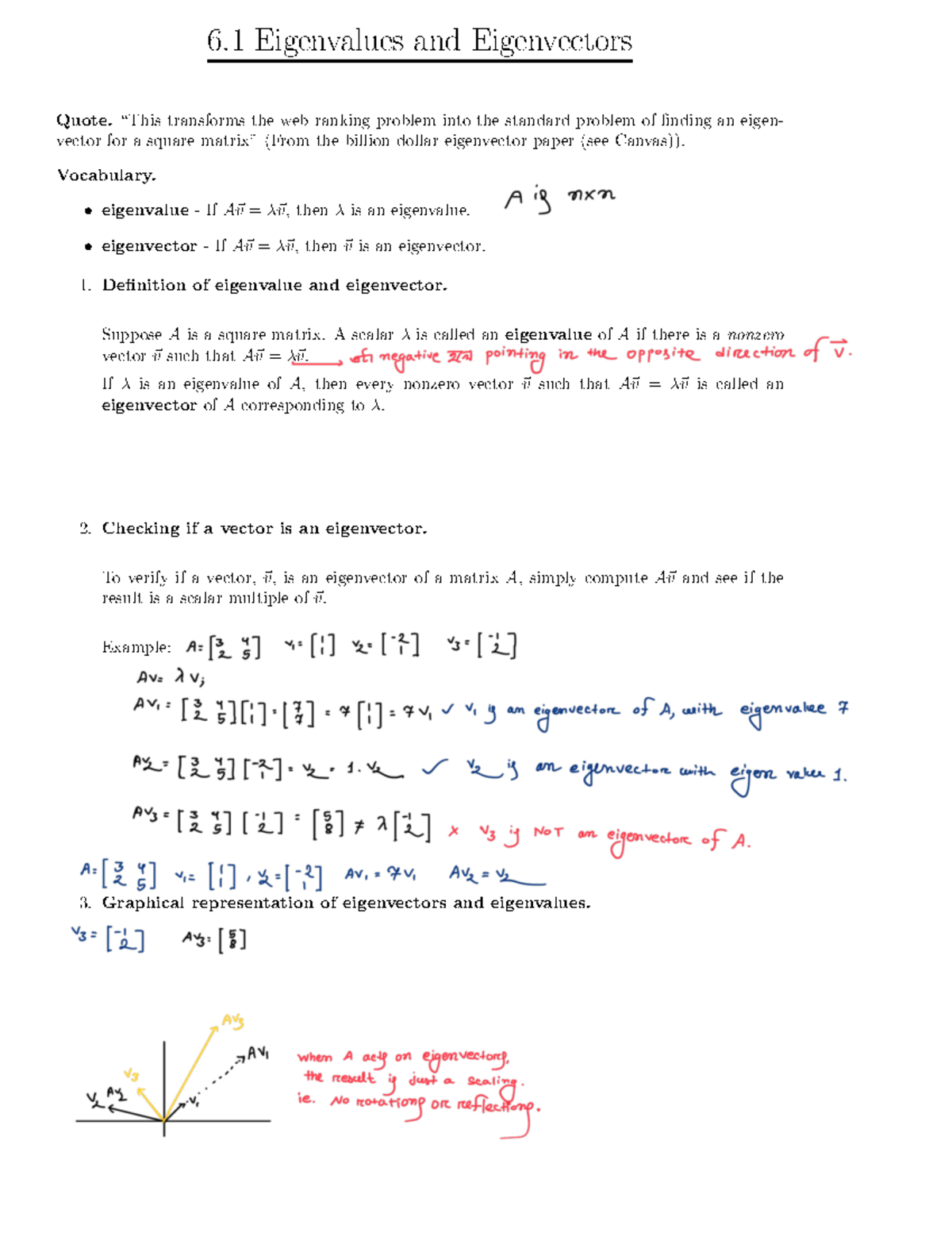 Sec 61 Eigenvalues and Eigenvectors - 6. 1 Eigenvalues and Eigenvectors Quote. “This transforms ...