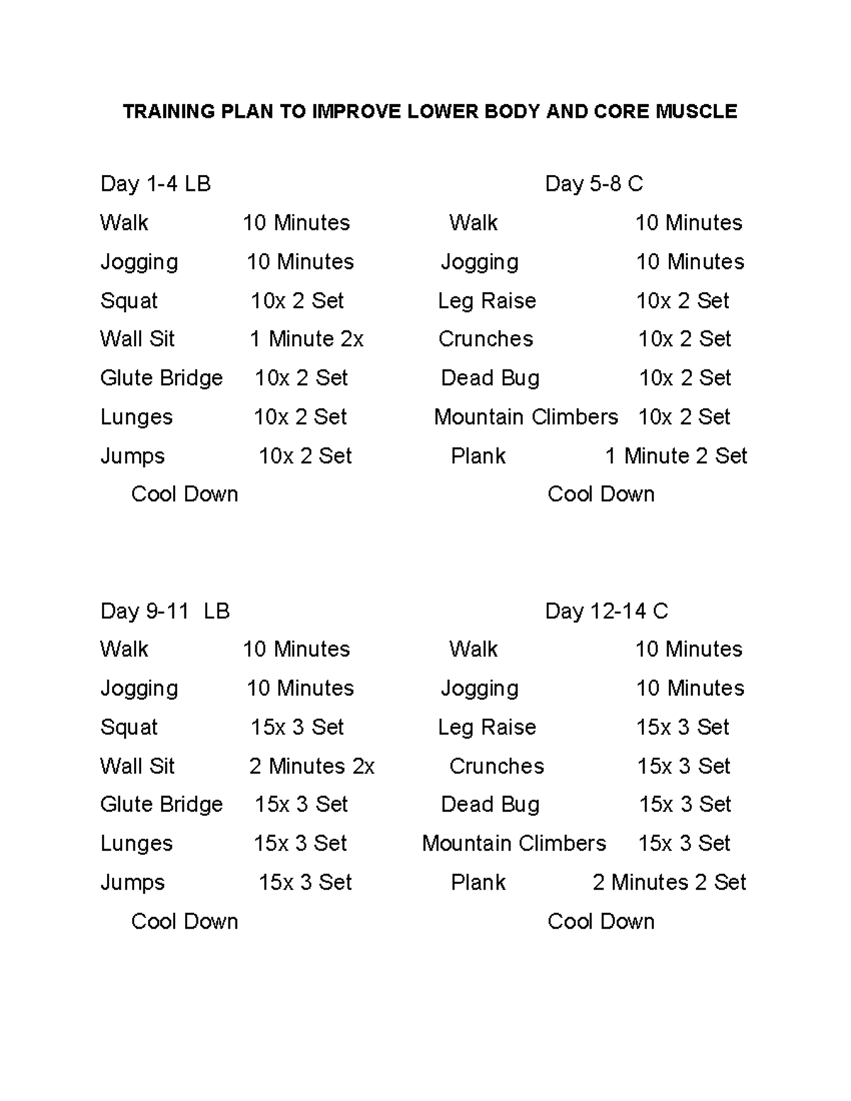 Training-EME - tita - TRAINING PLAN TO IMPROVE LOWER BODY AND CORE ...