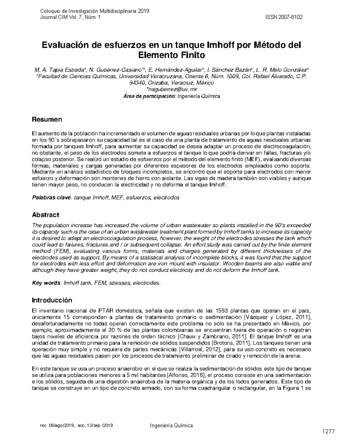 IQ09 - GHH - Evaluación de esfuerzos en un tanque Imhoff por Método del ...