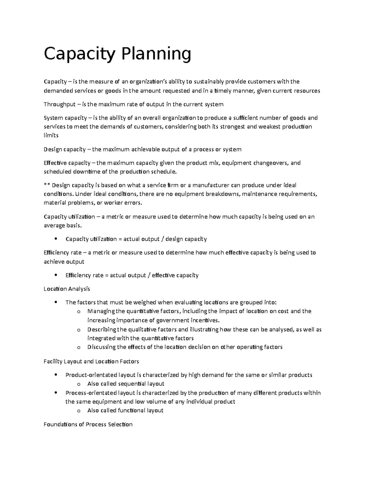 Capacity Planning Notes - Capacity Planning Capacity – is the measure ...
