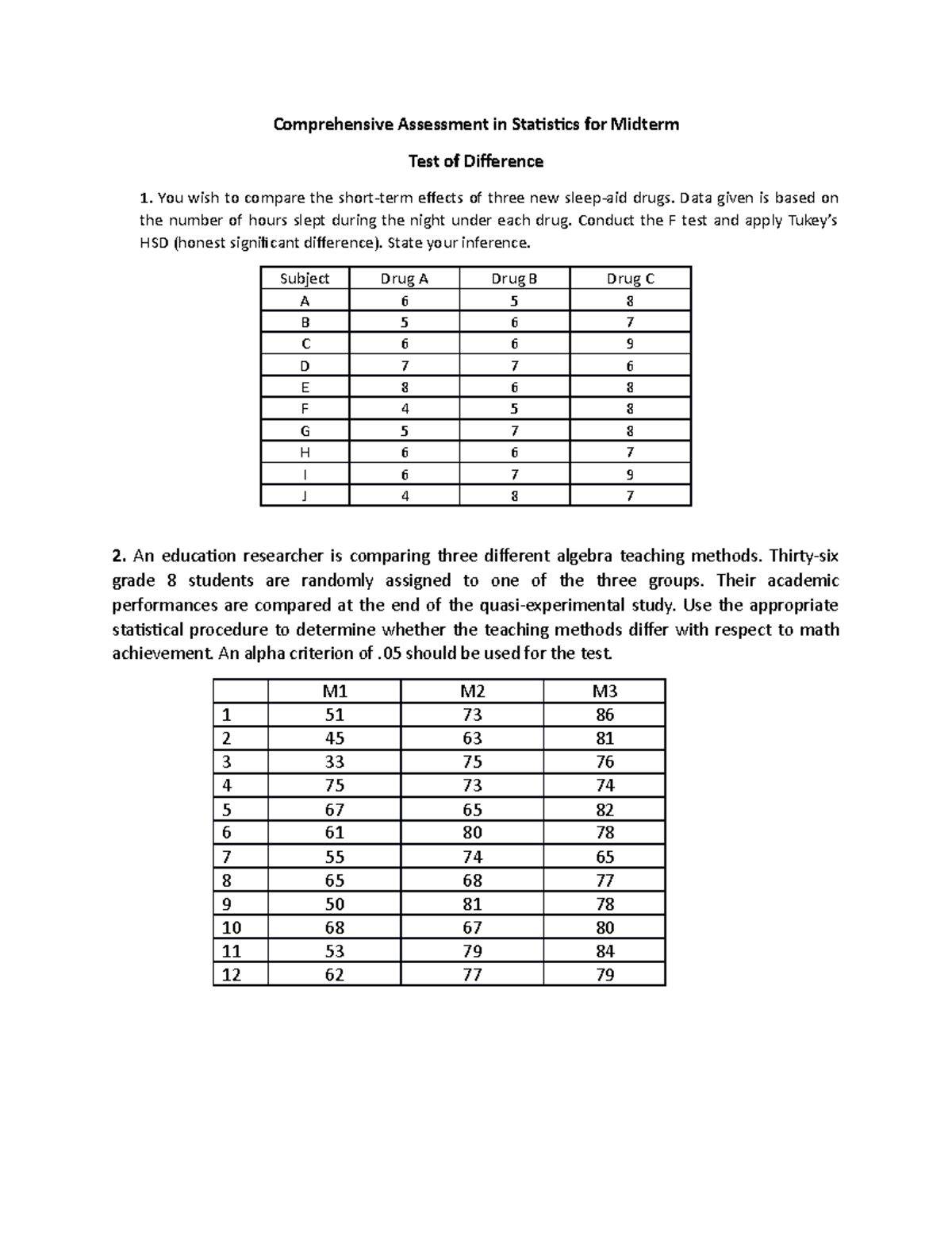 Midterm Exam CCA Statistics AI 301 Dec 7 2021 1st batch - Comprehensive ...