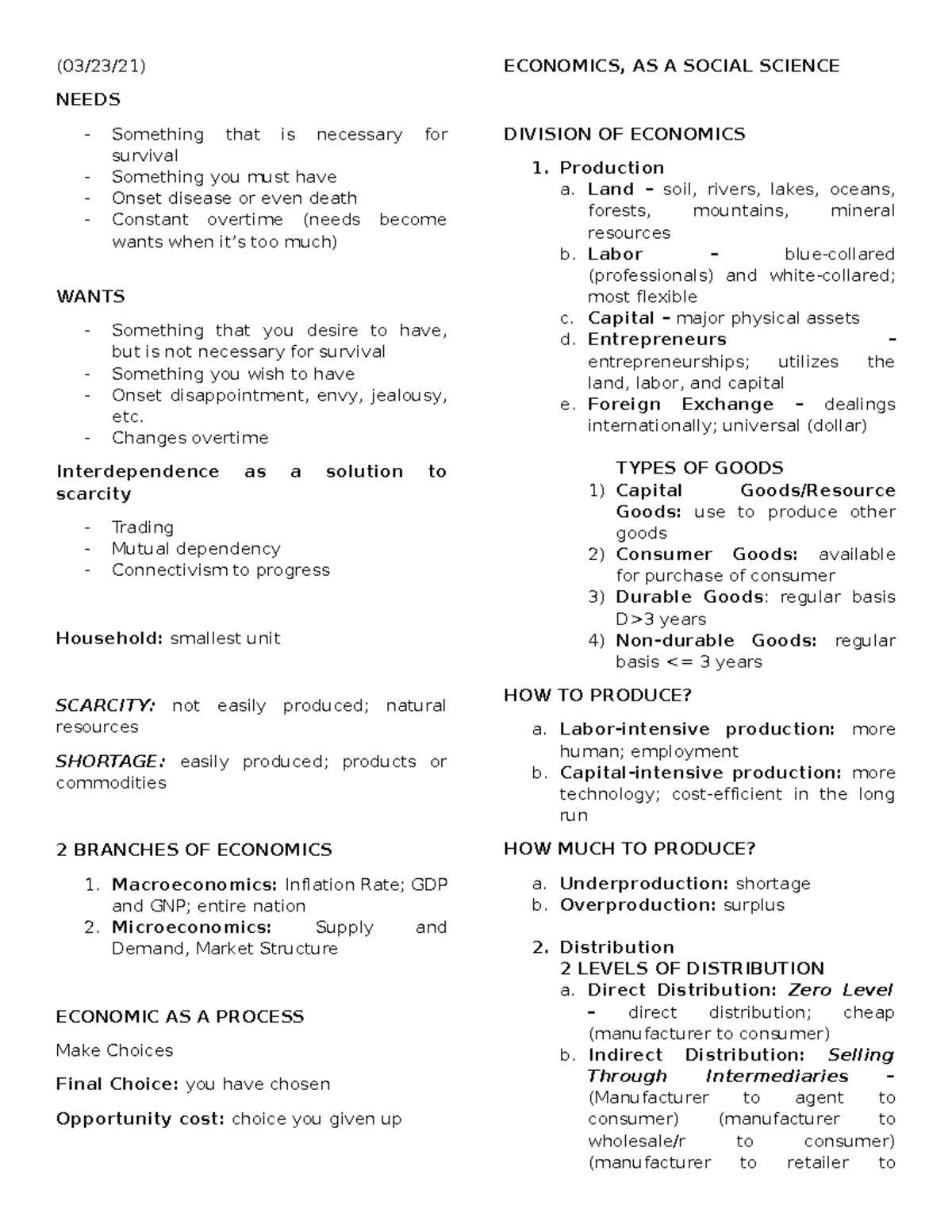 Applied Economics Lectures - (03/23/21) NEEDS Something that is ...