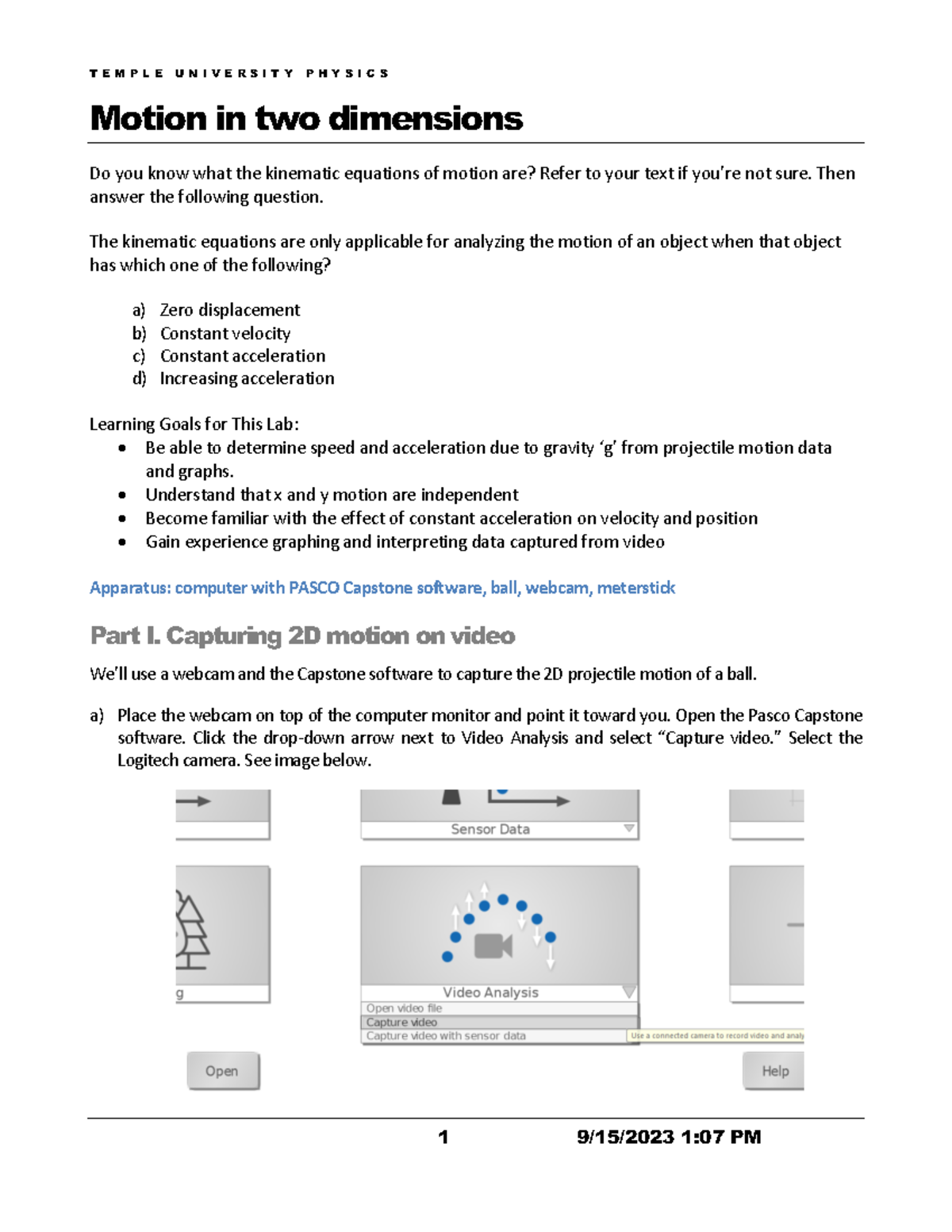 Motion in two dimensions (video) - T E M P L E U N I V E R S I T Y P H ...