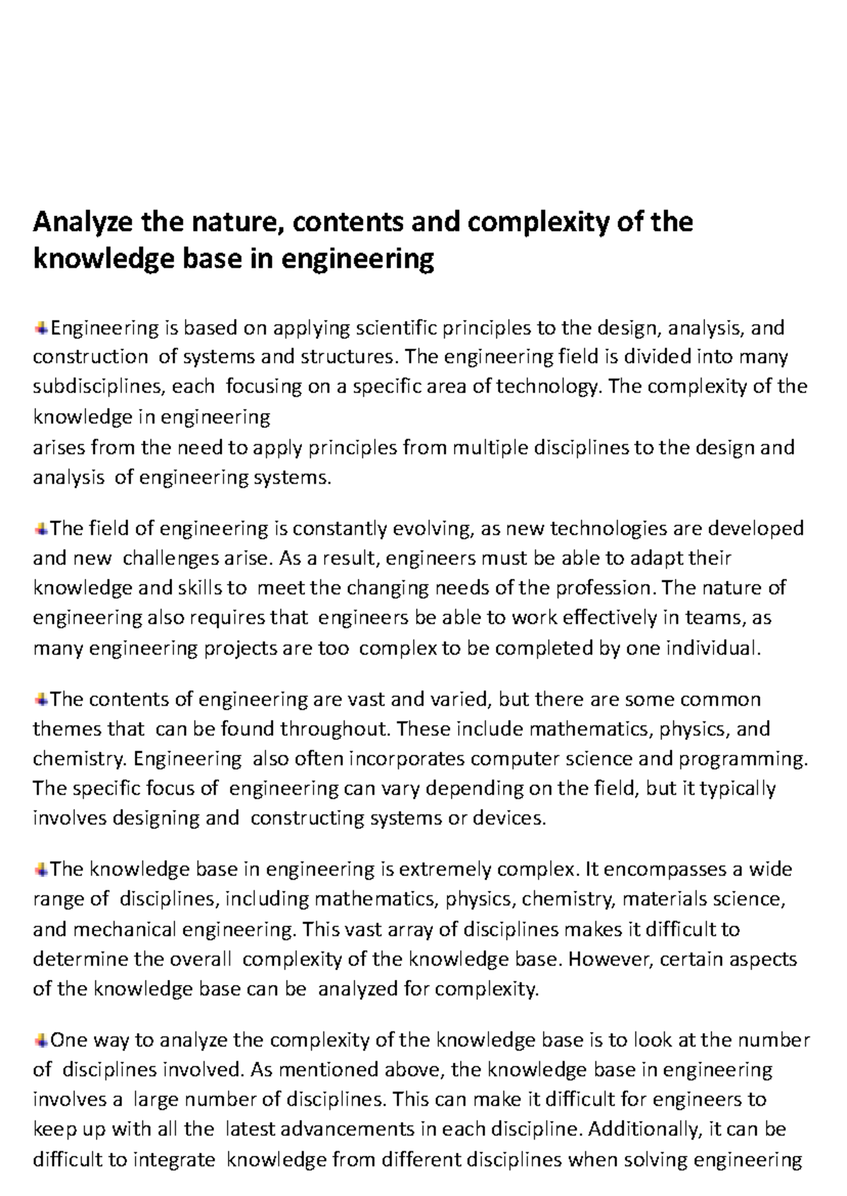 Analyze the nature contents and complexity of the knowledge base in ...