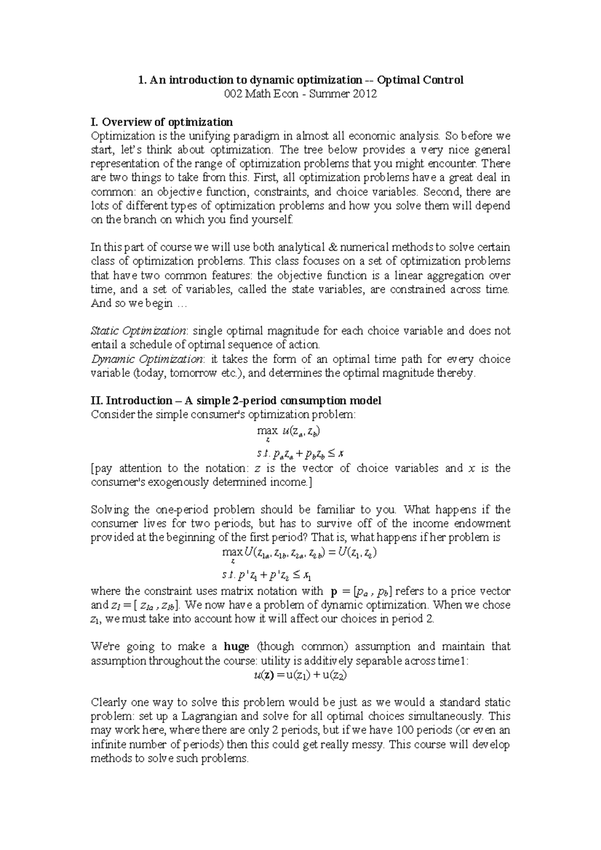 002 2012 Intro To Optimal Control 1 An Introduction To Dynamic Optimization Optimal Control