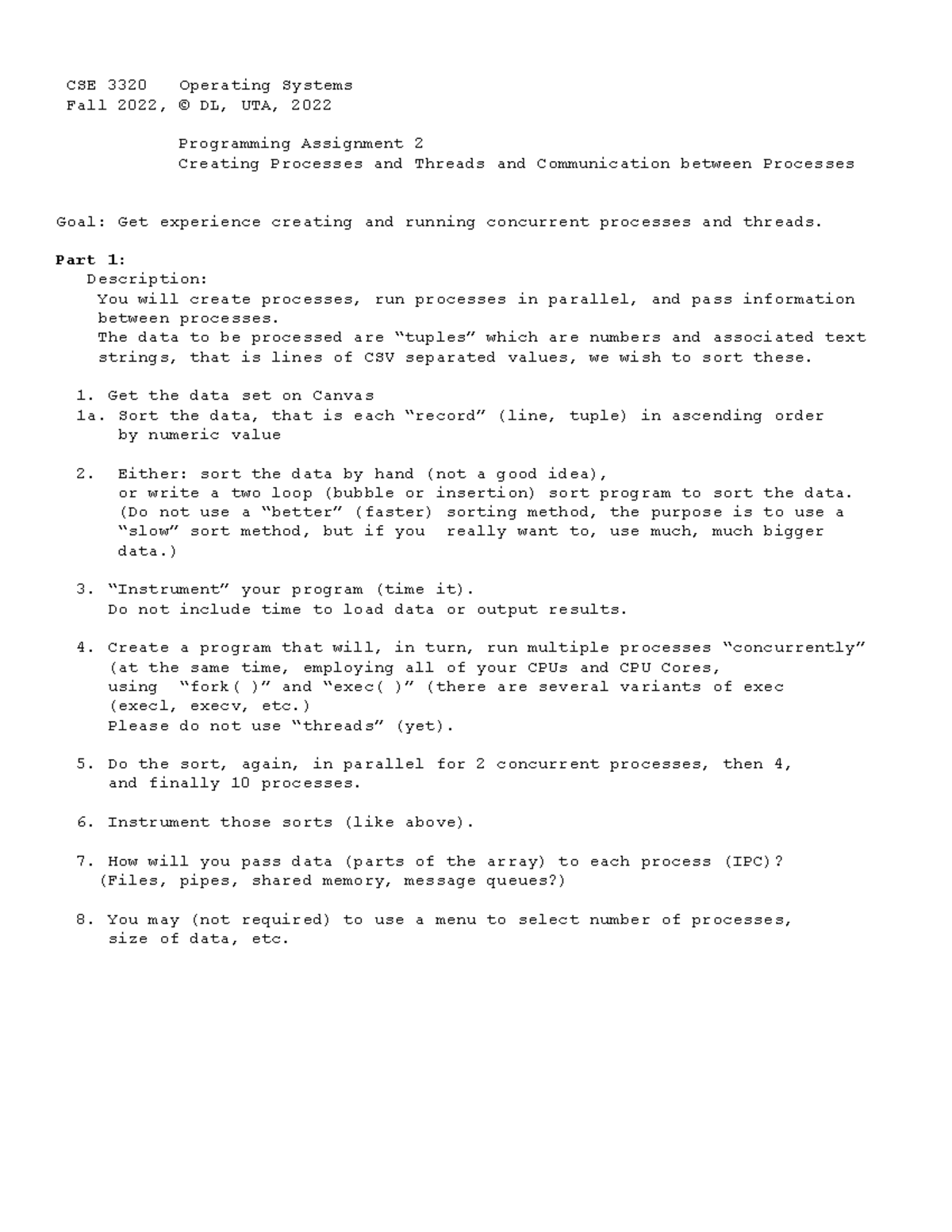 Assignment 2 - Copy - ked - CSE 3320 Operating Systems Fall 2022, © DL ...