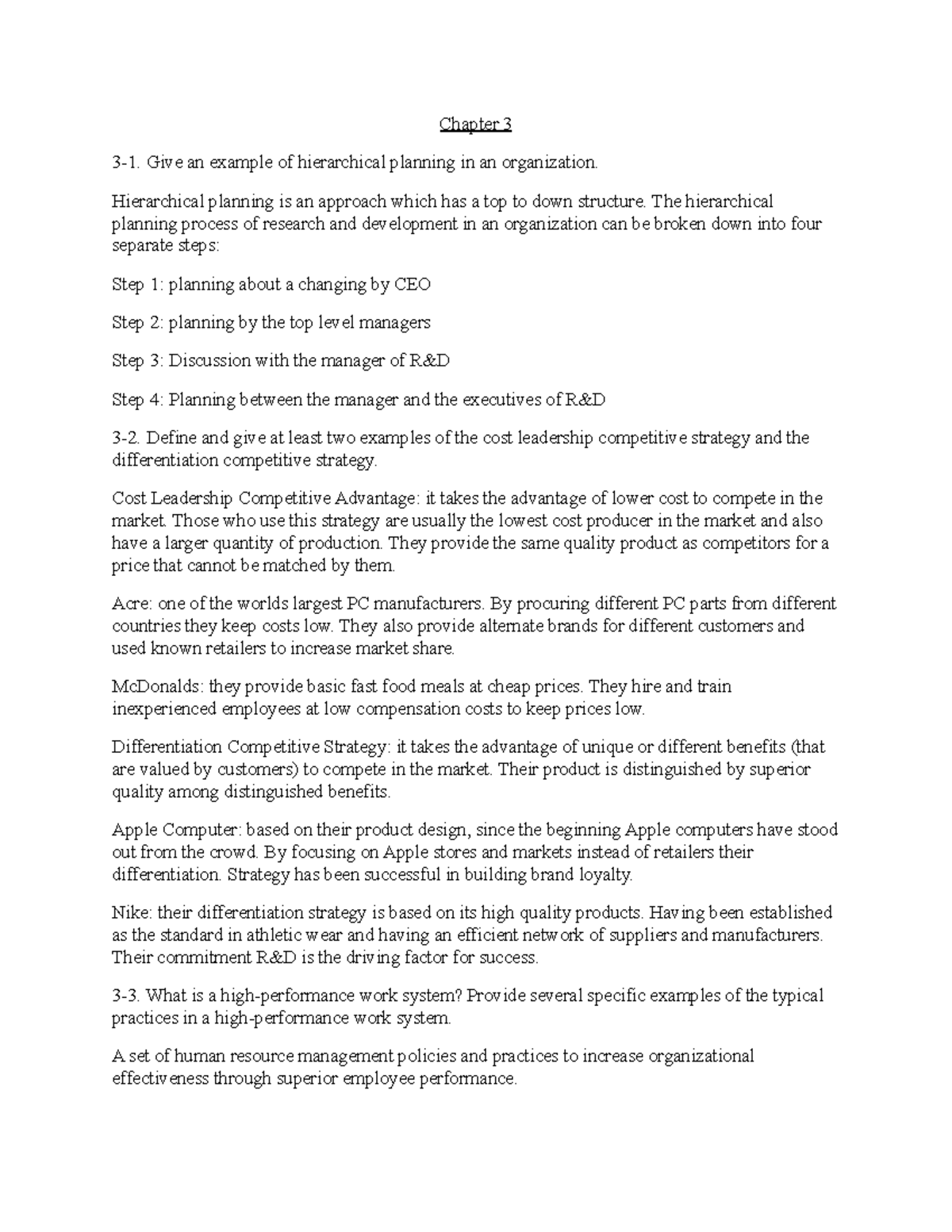 MGT 410 HW2 - homework assignment 2 - Chapter 3 3-1. Give an example of ...